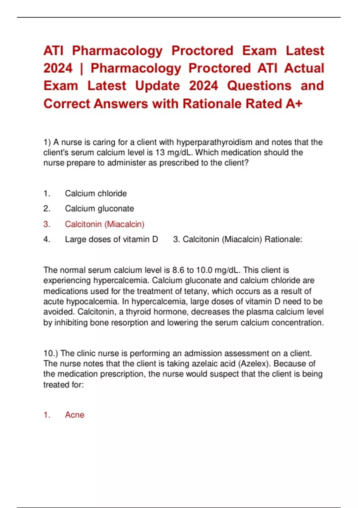 ATI Pharmacology Proctored Exam Latest 2024 | Pharmacology Proctored ...