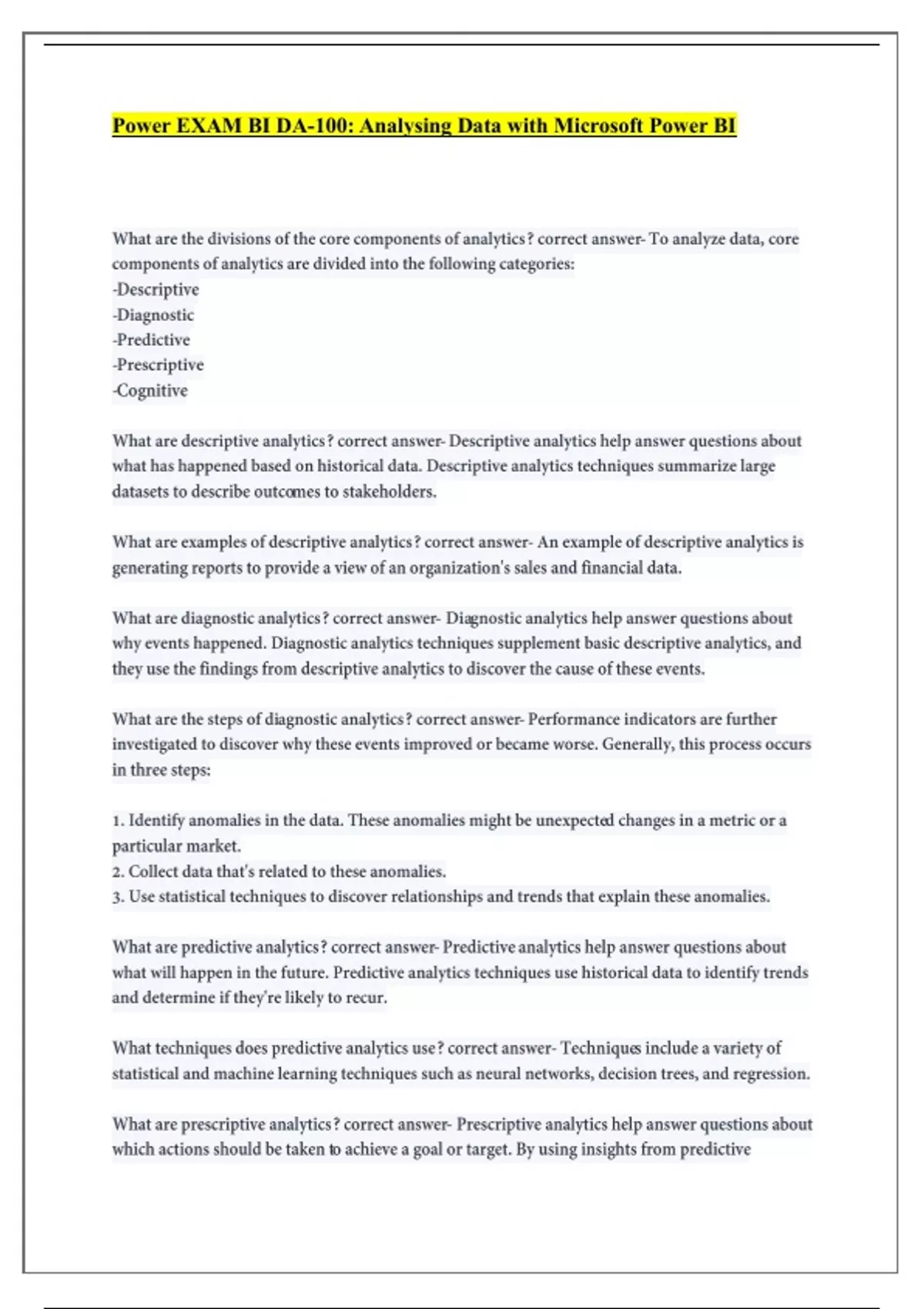 Power EXAM BI DA-100: Analysing Data with Microsoft Power BI 2024|2025 ...