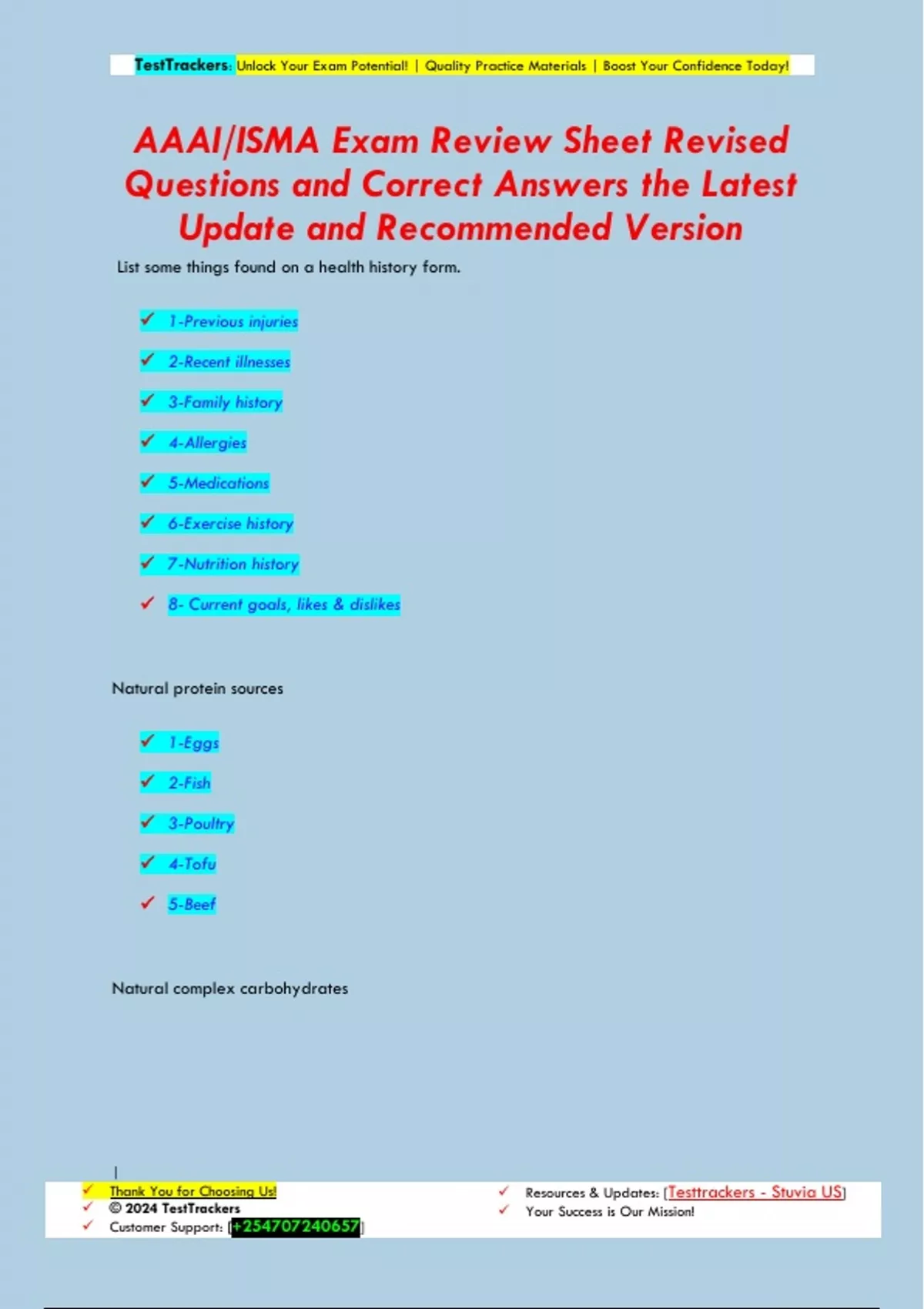 AAAI/ISMA Exam Review Sheet Revised Questions and Correct Answers the ...
