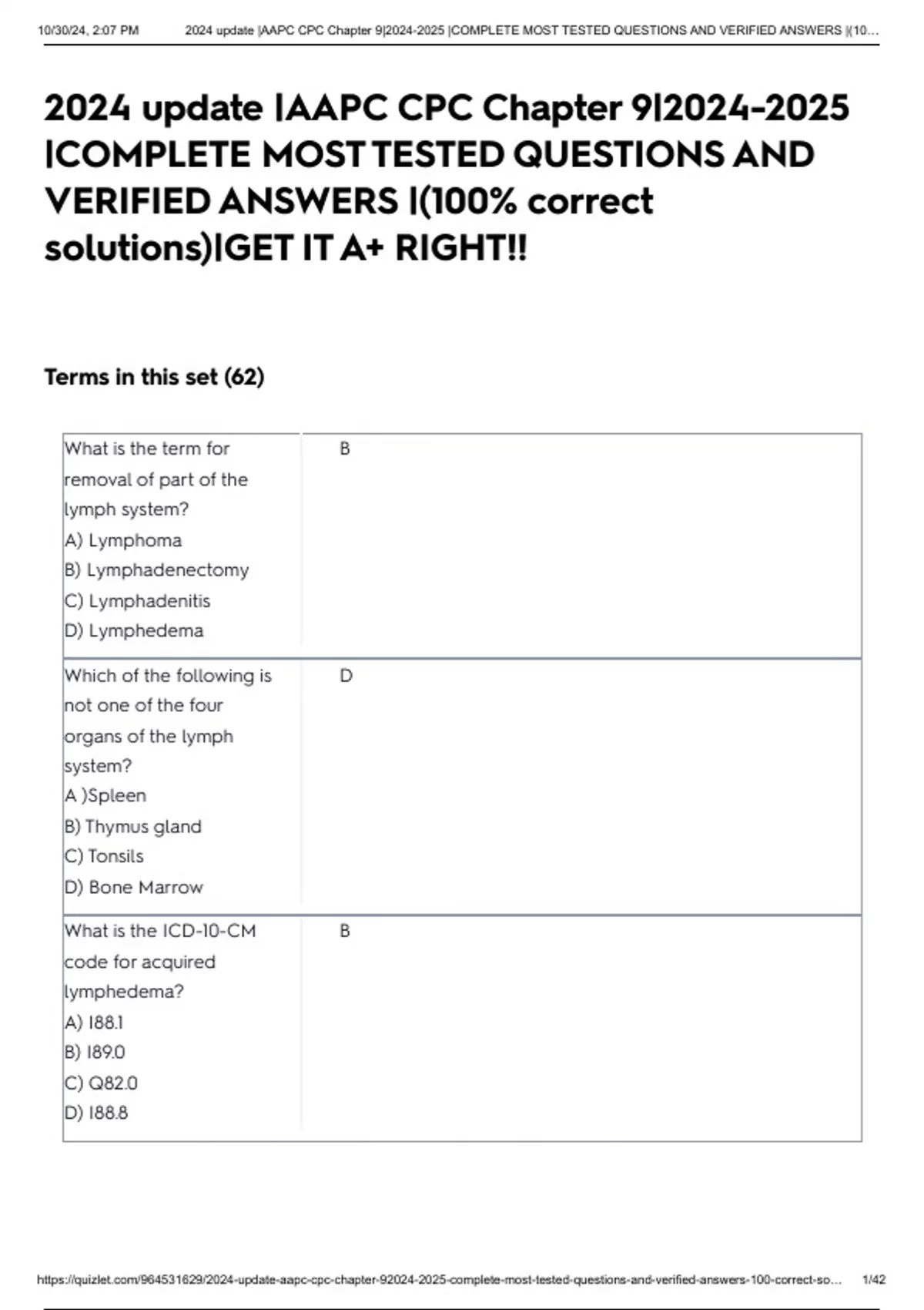 2024 update |AAPC CPC Chapter 9| |COMPLETE MOST TESTED QUESTIONS AND ...
