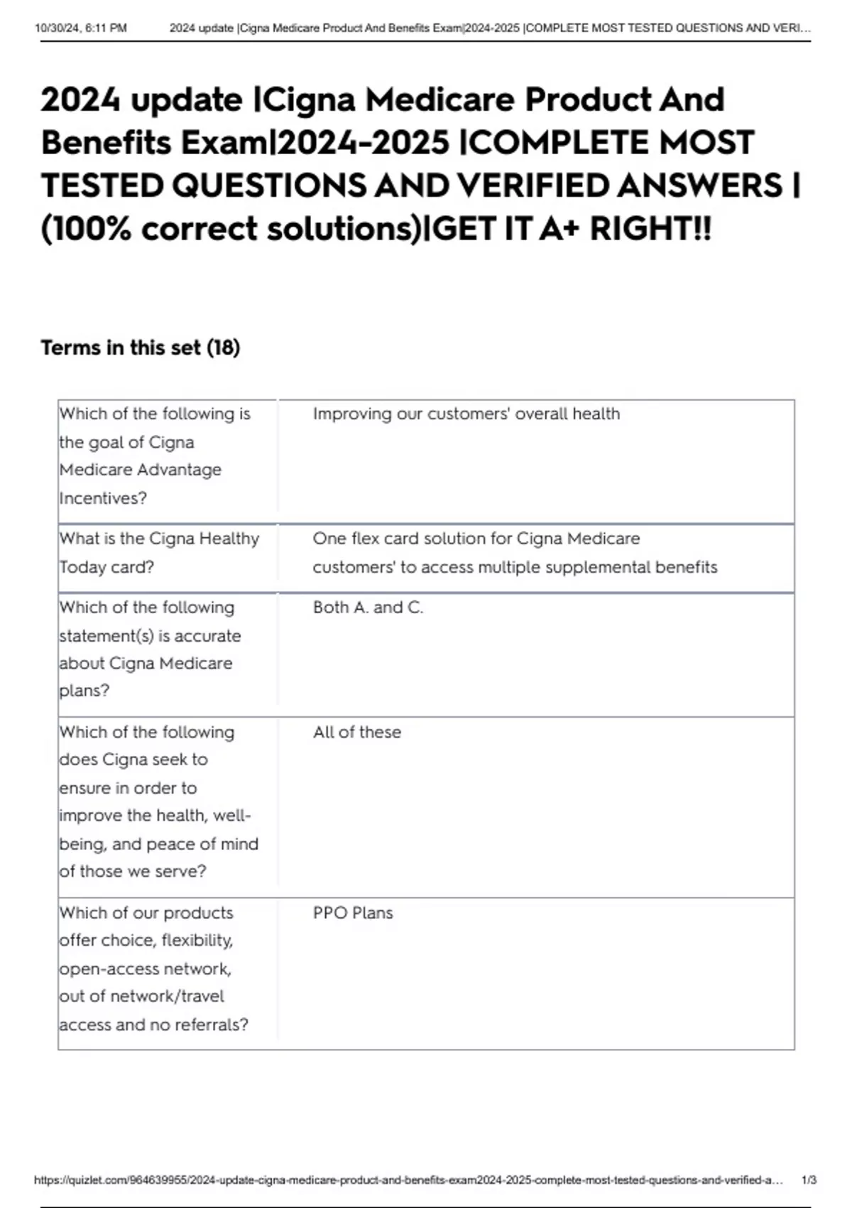 2024 update |Cigna Medicare Product And Benefits Exam| |COMPLETE MOST ...