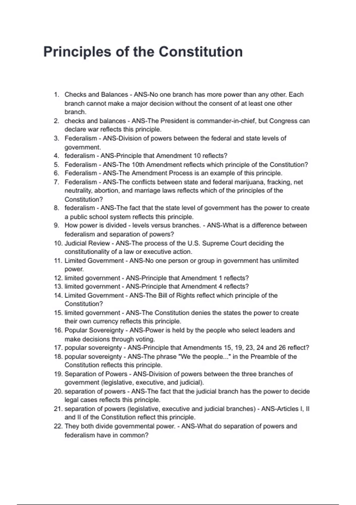 Principles of the Constitution QUESTIONS WITH CORRECT ANSWERS 2025/2026 ...