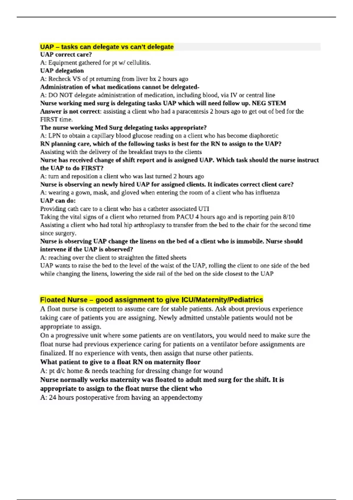 Nursing Delegation - UAP Tasks & Correct Care Guidelines - Nursing ...