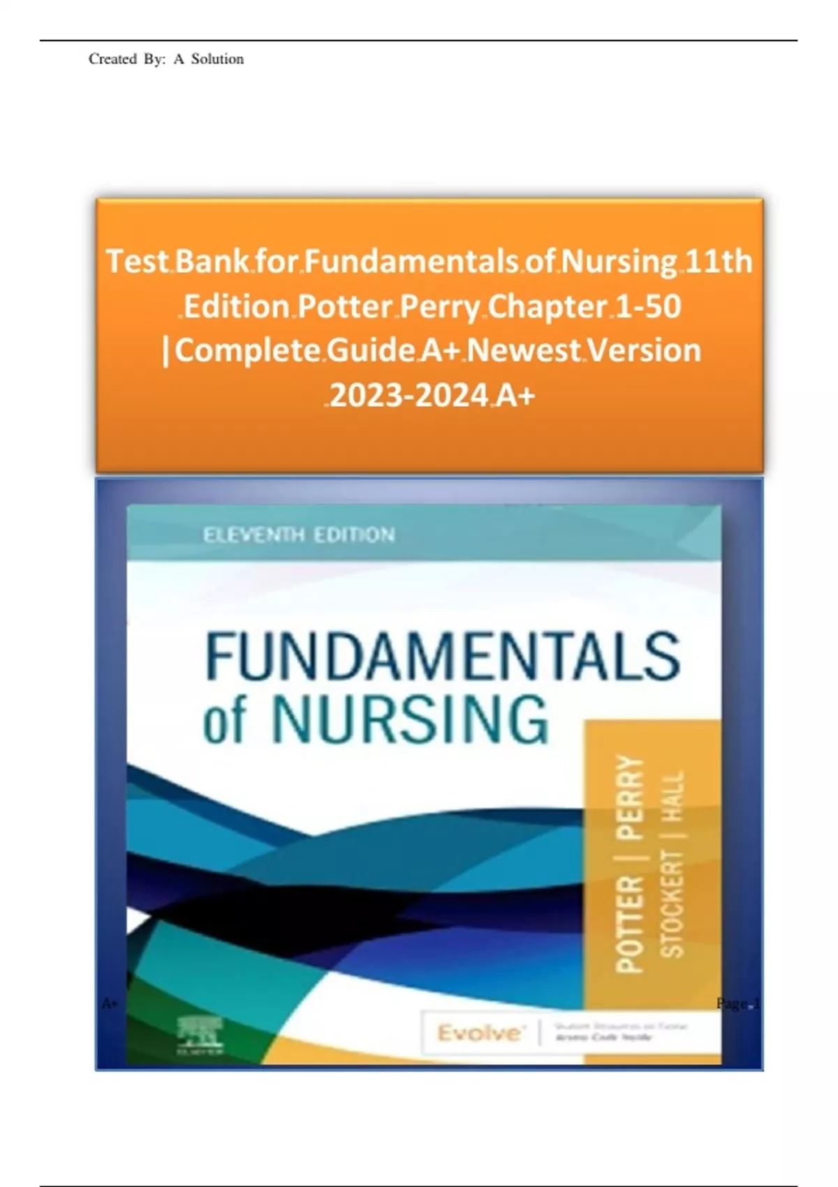 TEST BANK FOR FUNDAMENTALS OF NURSING 11TH EDITION BY POTTER PERRY ...