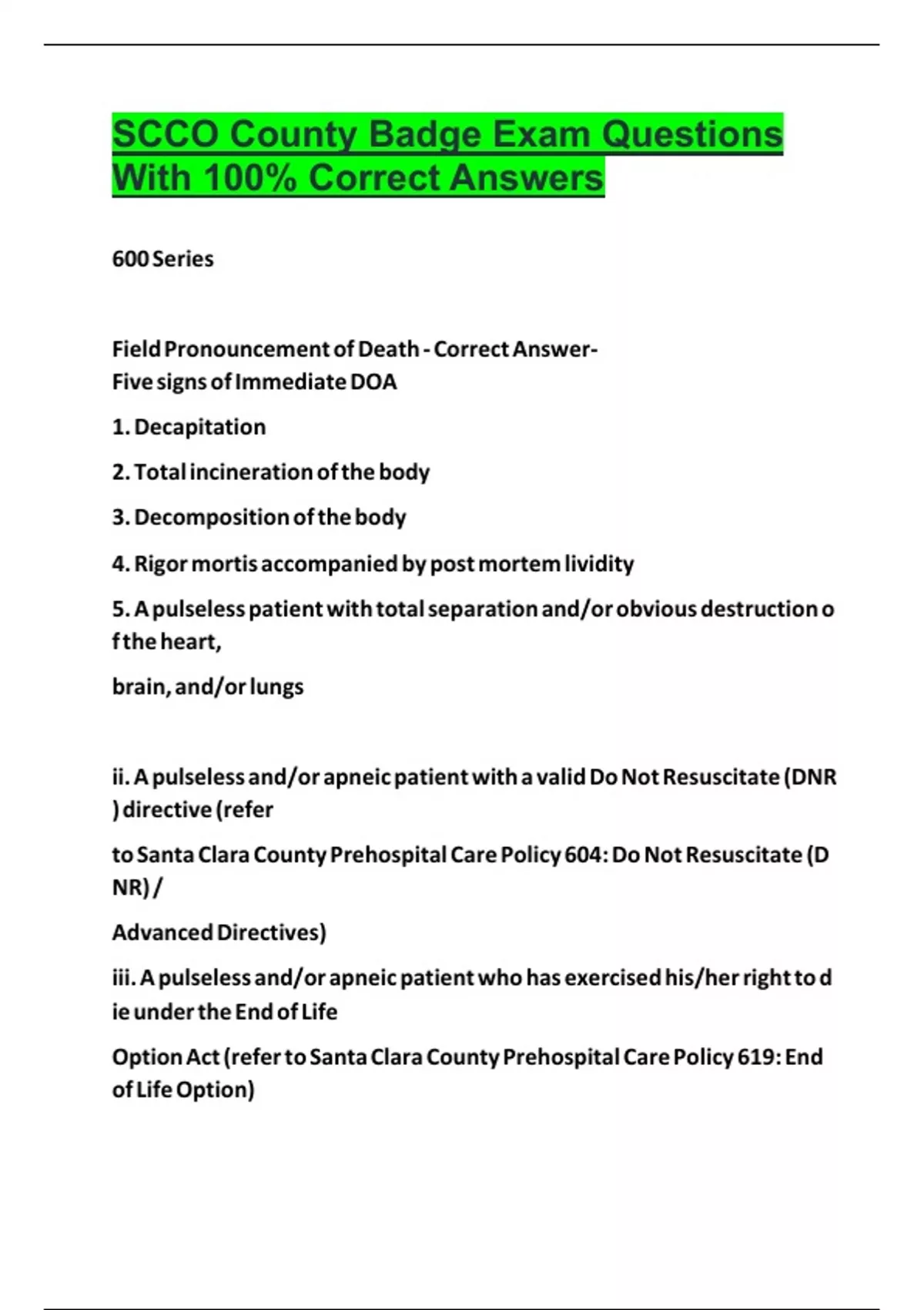 SCCO County Badge Exam Questions With 100% Correct Answers 2024 - SCCO ...