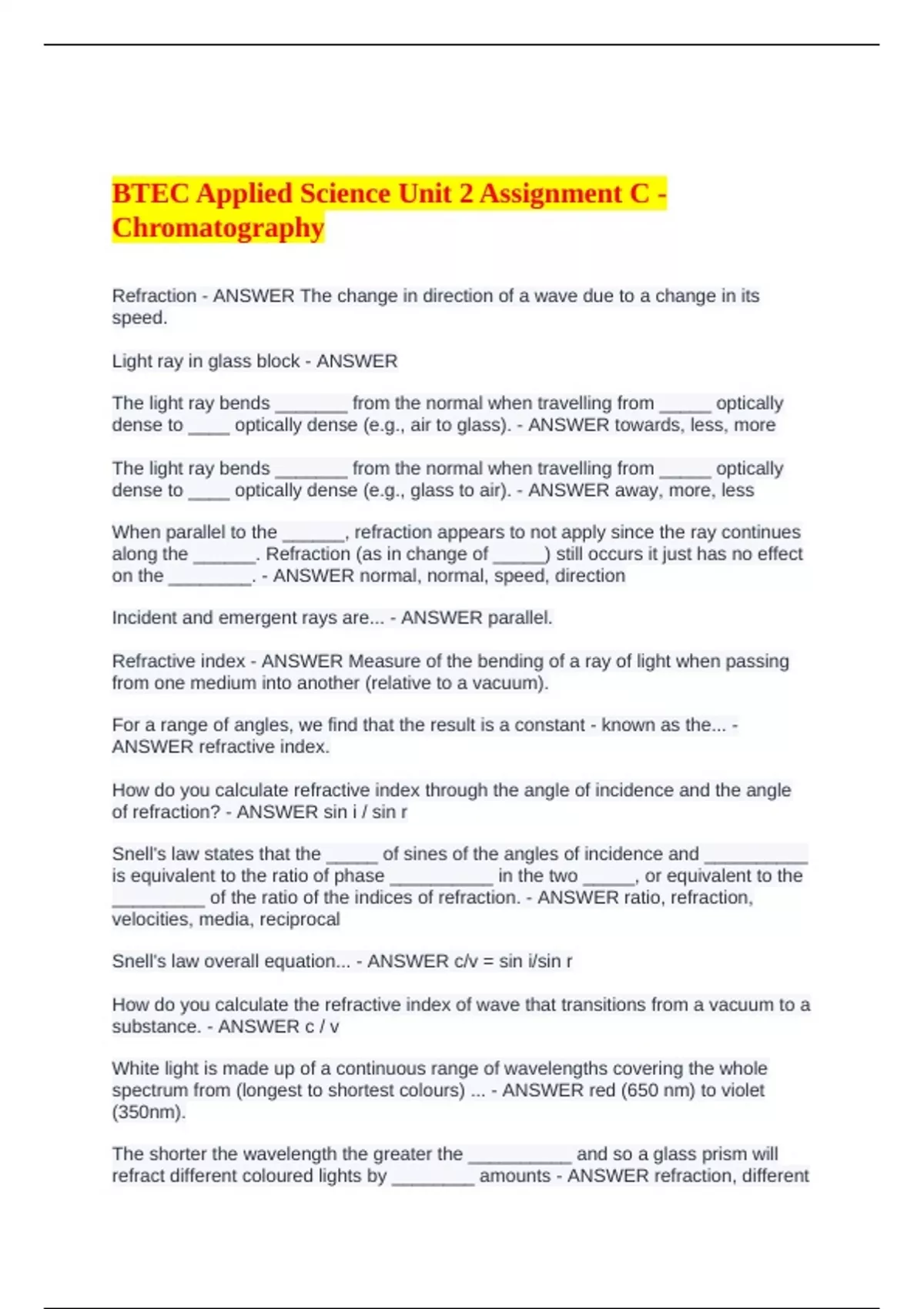 Btec Applied Science Unit 2 Assignment C Chromatography Btec Applied Science Unit 2 Stuvia Us