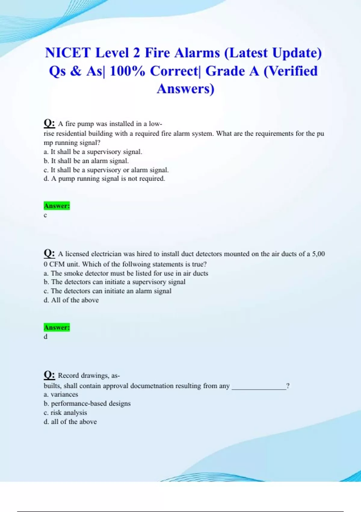 NICET Level 2 Fire Alarms (Latest 2024/ 2025 Updates STUDY BUNDLE ...