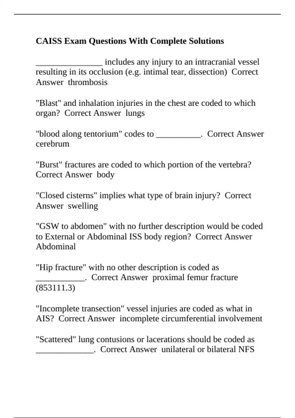 CAISS CERTIFICATION CAISS Exam Questions With Complete Solutions ...