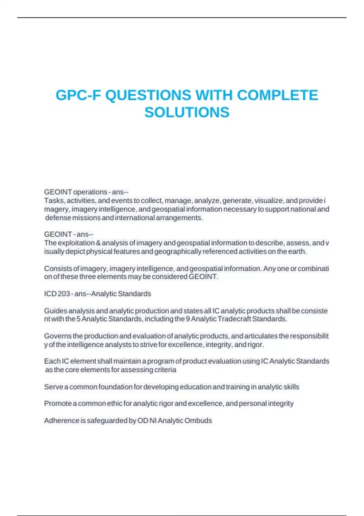 GPC F QUESTIONS WITH COMPLETE SOLUTIONS - Stuvia US