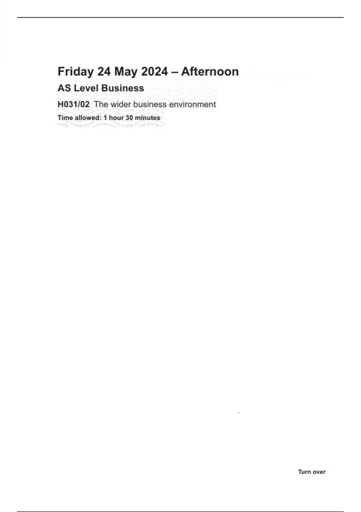 OCR MERGED QUESTION PAPER AND MARK SCHEME AS Level BusinessH031/02 The ...