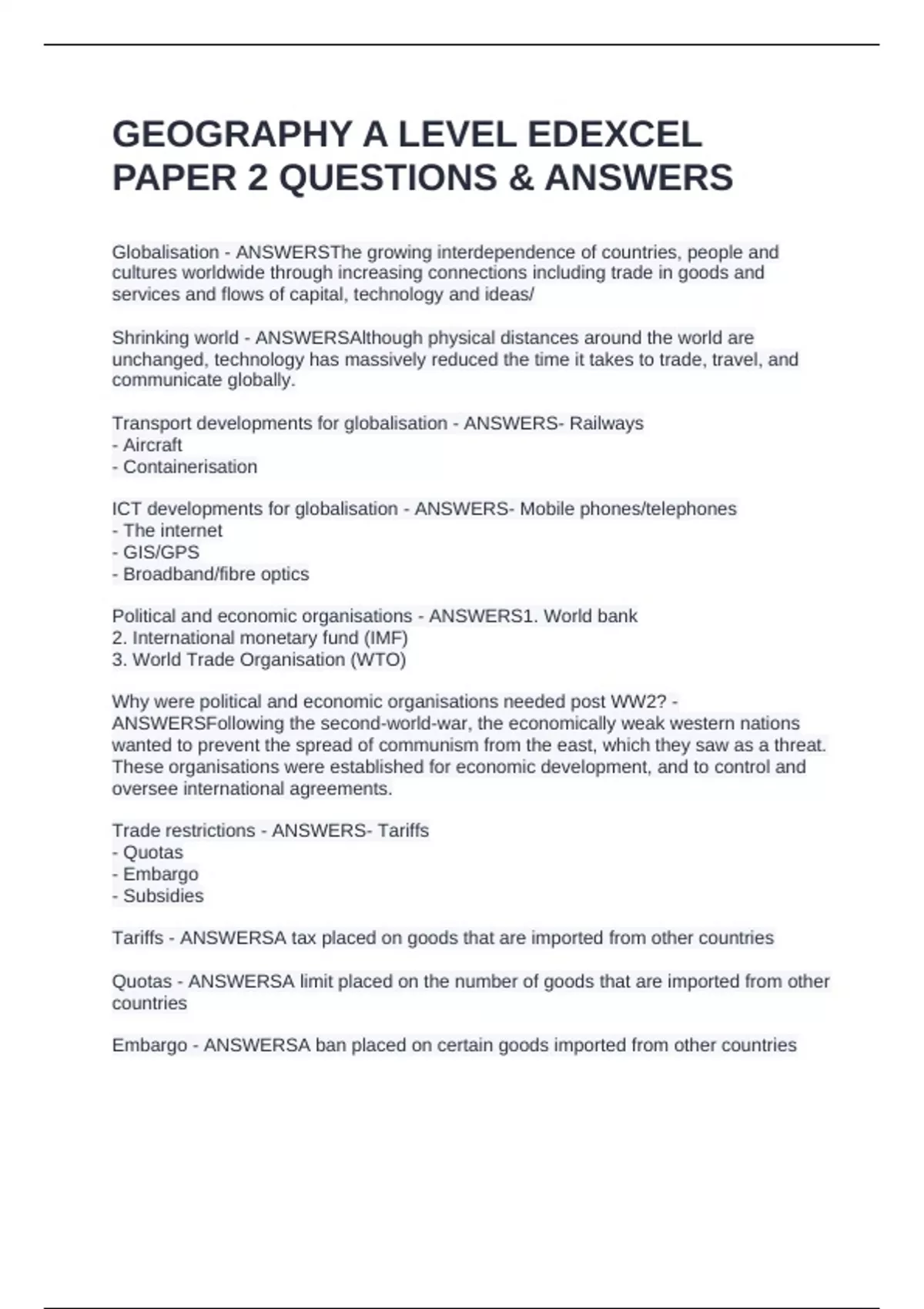 A Level Edexcel Business Exam Structure Package deal Questions with ...