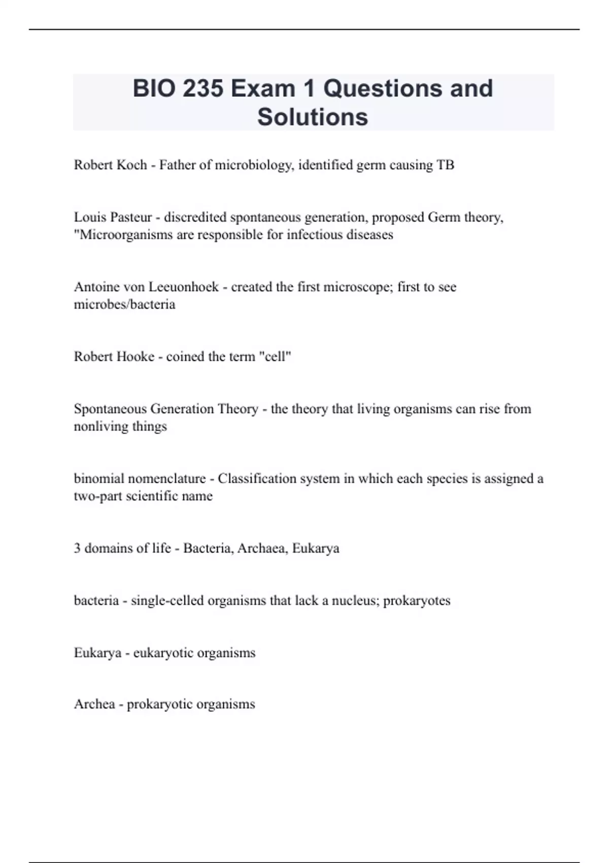 BIO 235 Exam 1 Questions and Solutions.pdf - RN - Registered Nurse ...