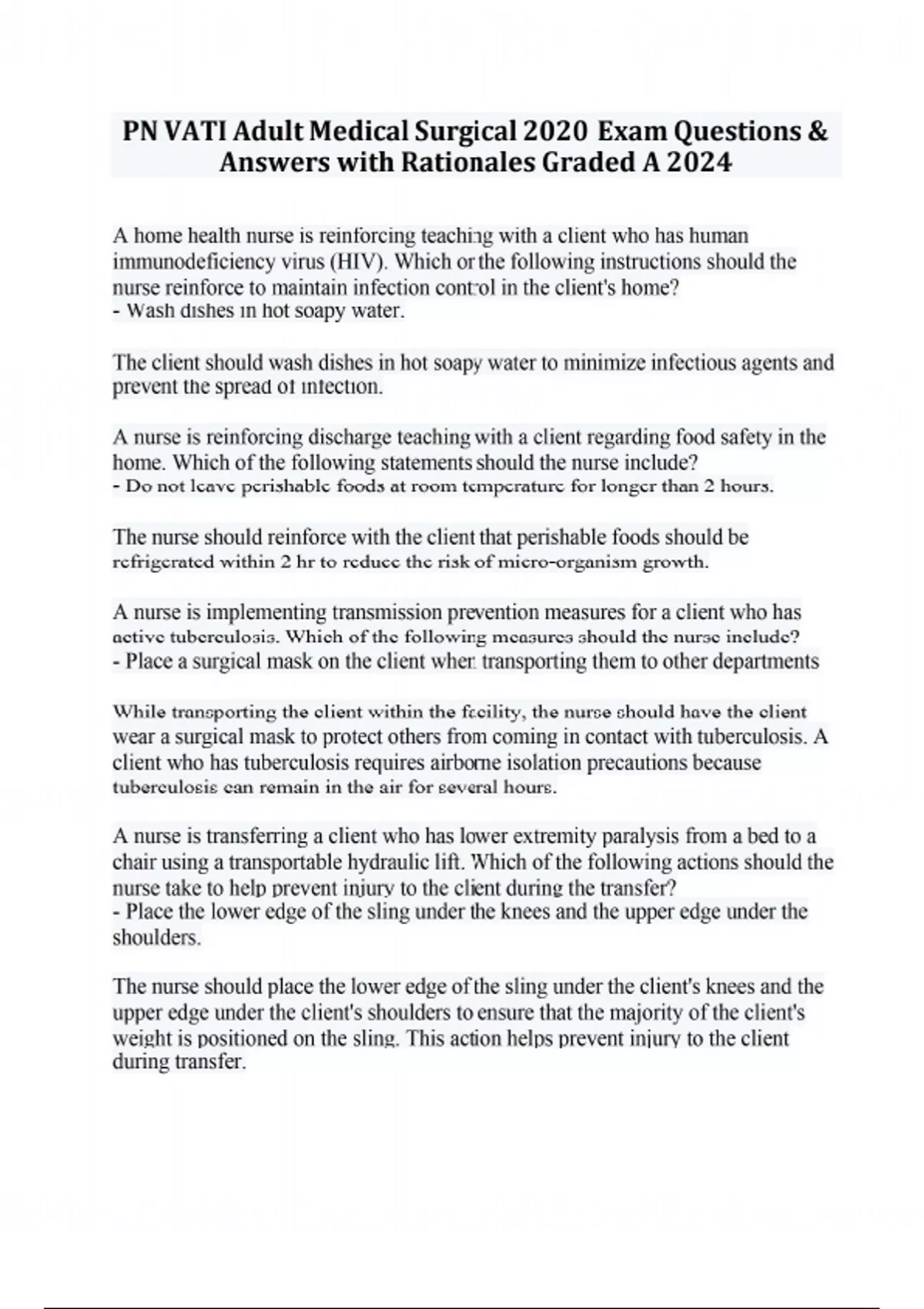 ATI MED SURG Immune and Infections | ATI Med Surge GI | PN VATI Medical ...