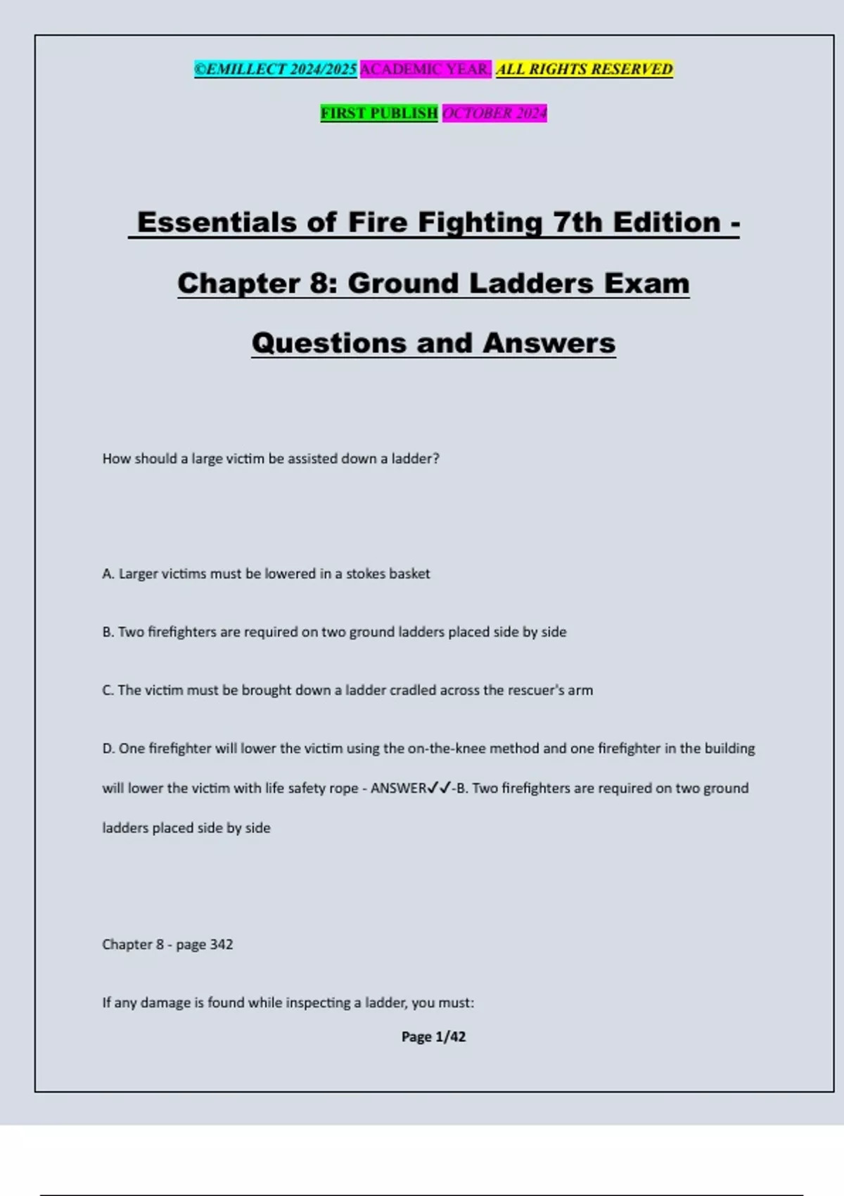 Essentials of Fire Fighting 7th Edition - Chapter 8: Ground Ladders ...
