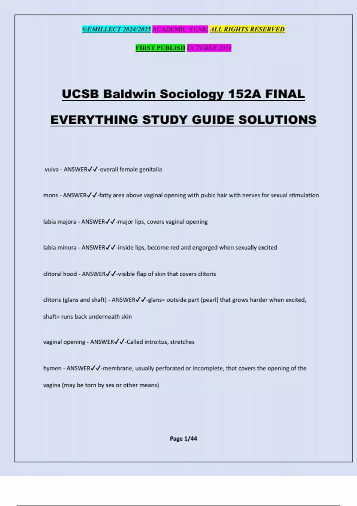 UCSB Bundled Exams Questions and Answers 100% Pass - Stuvia US