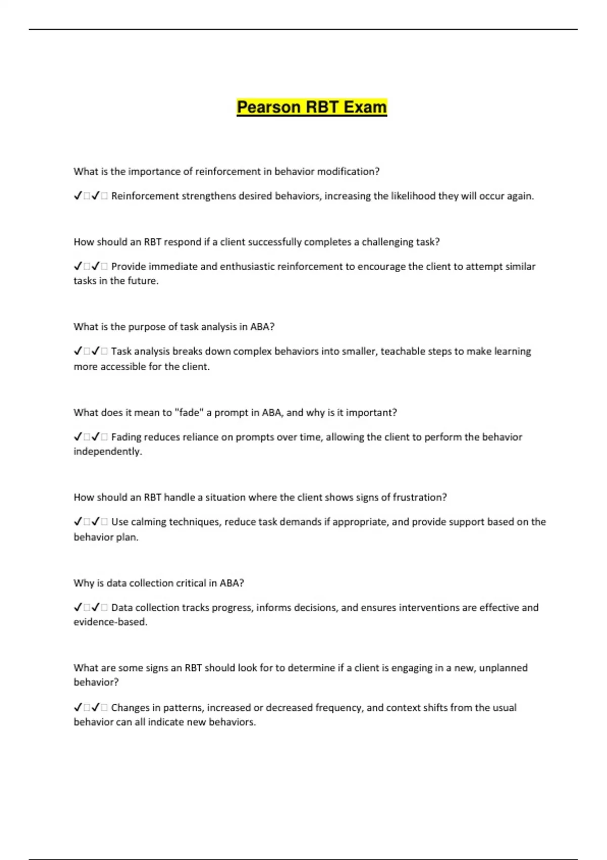 Pearson RBT Exam - Pearson RBT Exm - Stuvia US