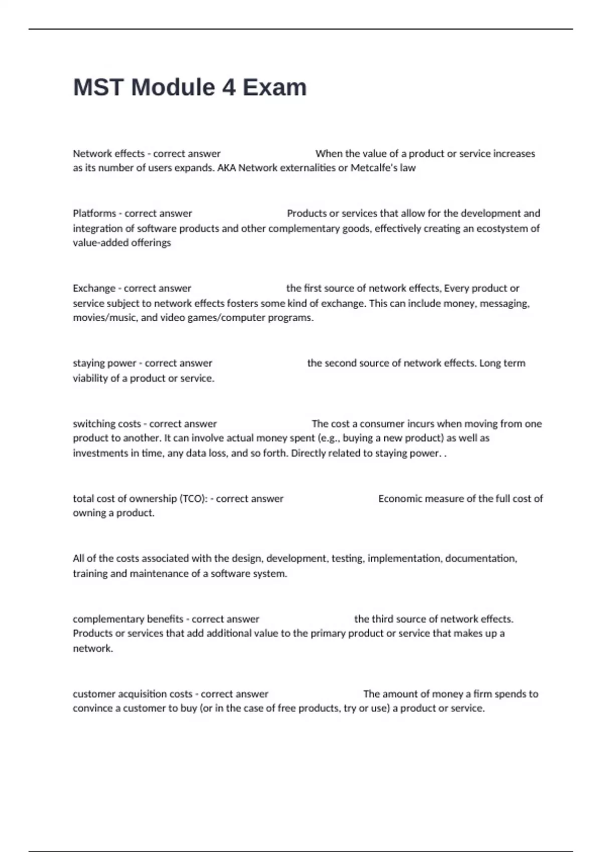 MST Module 4 Exam With Correct Actual Questions And Correctly Well Defined. - MST - Stuvia US