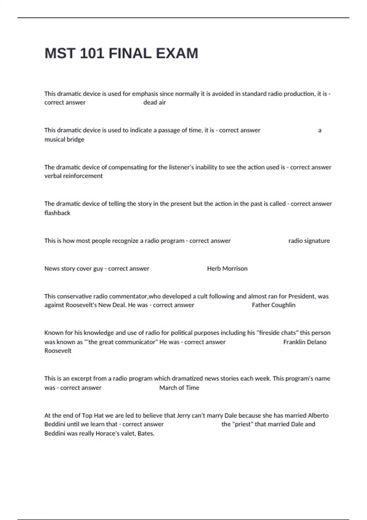 MST 101 FINAL EXAM Questions With 100% Correct Verified Answers. - MST ...