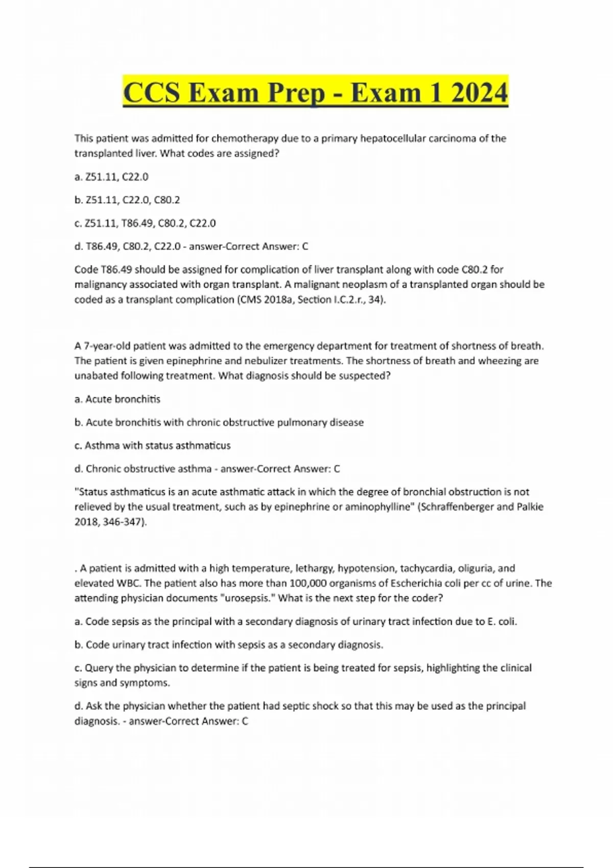 CCS Exam Prep - Exam 1 2024 - CCS - Stuvia US