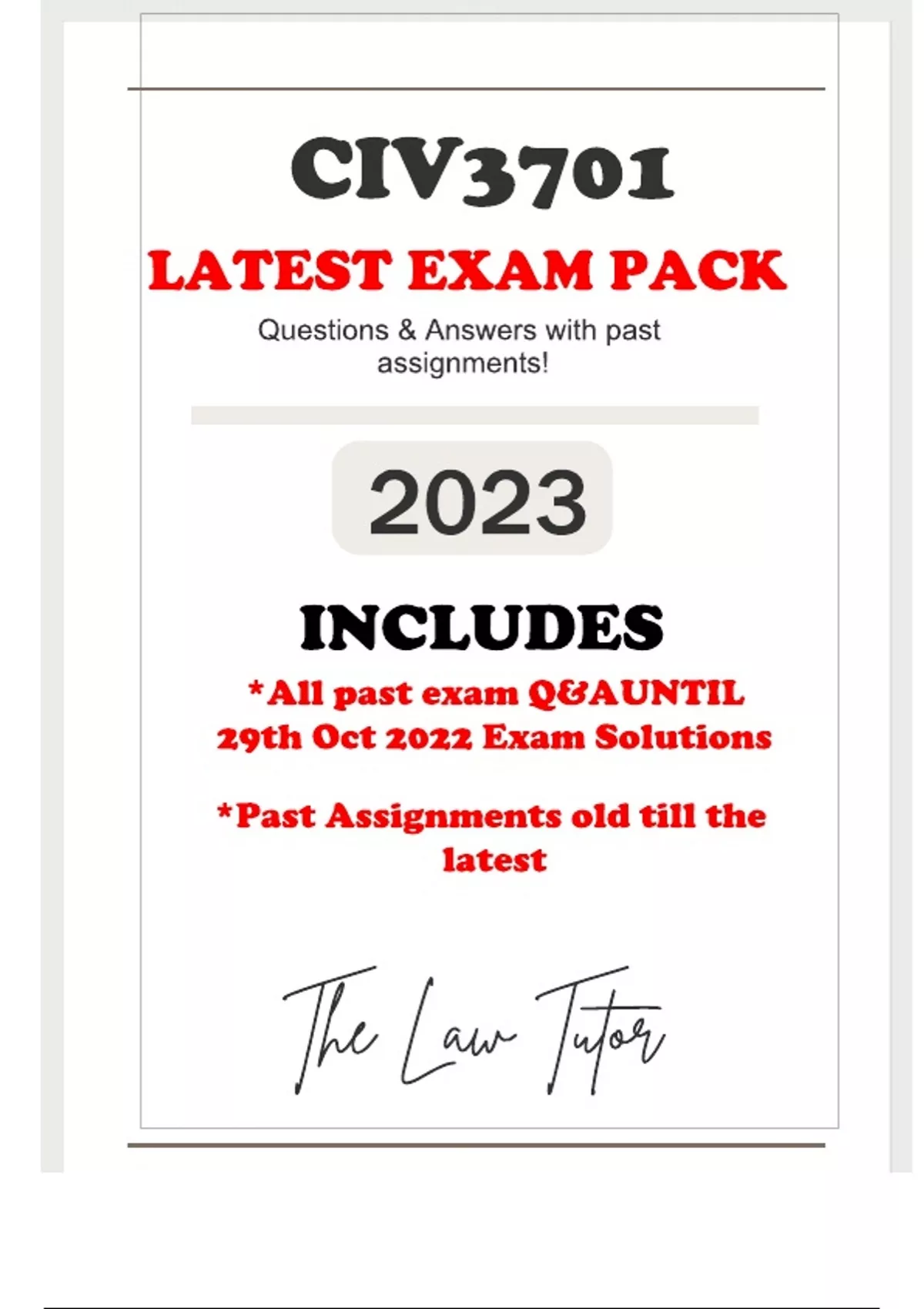 CIV3701 PACK FOR 2024 Exam pack latest complete solutions - CIV3701 ...