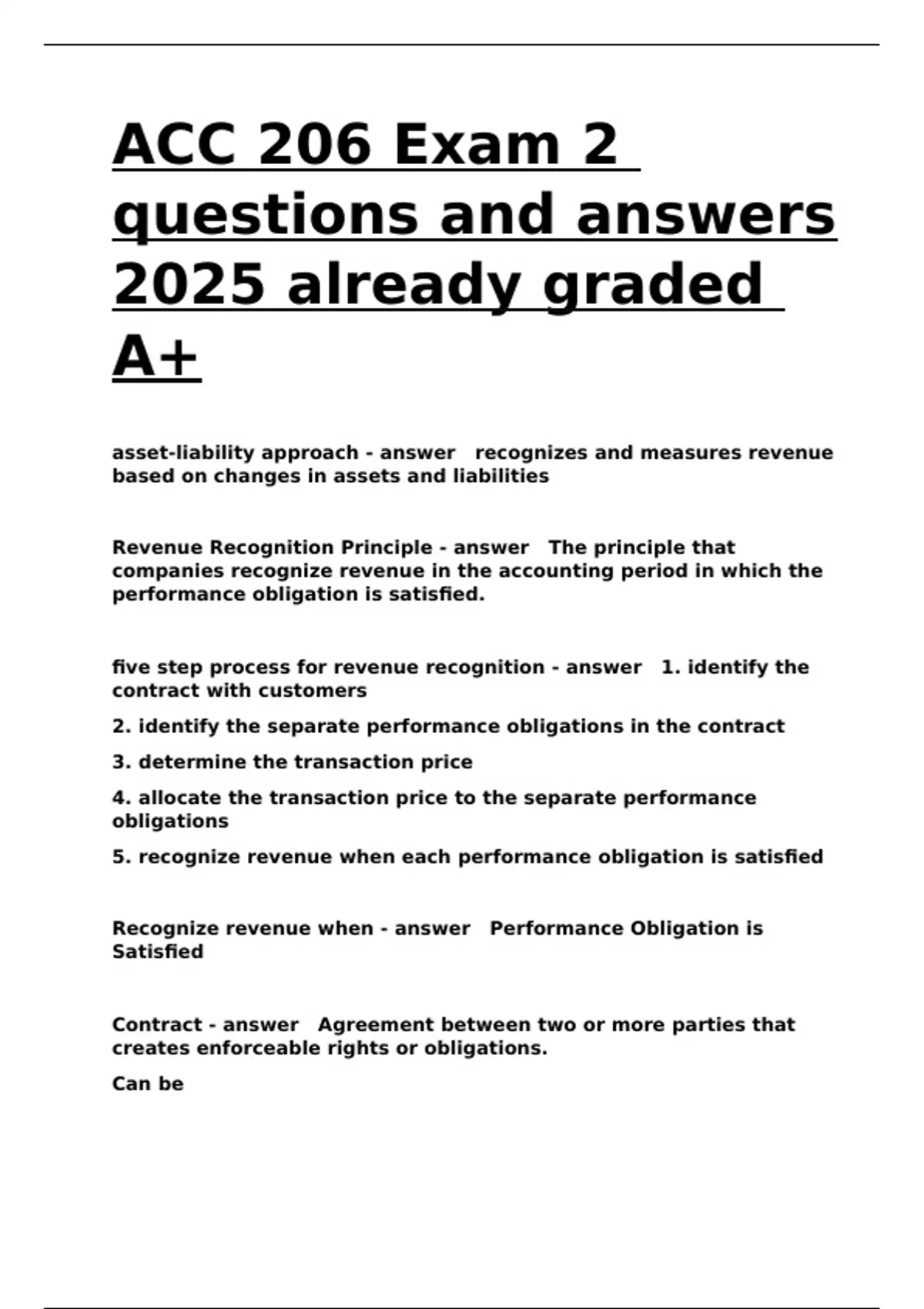 ACC 206 Exam 2 questions and answers 2025 already graded A+ - ACC 206 ...