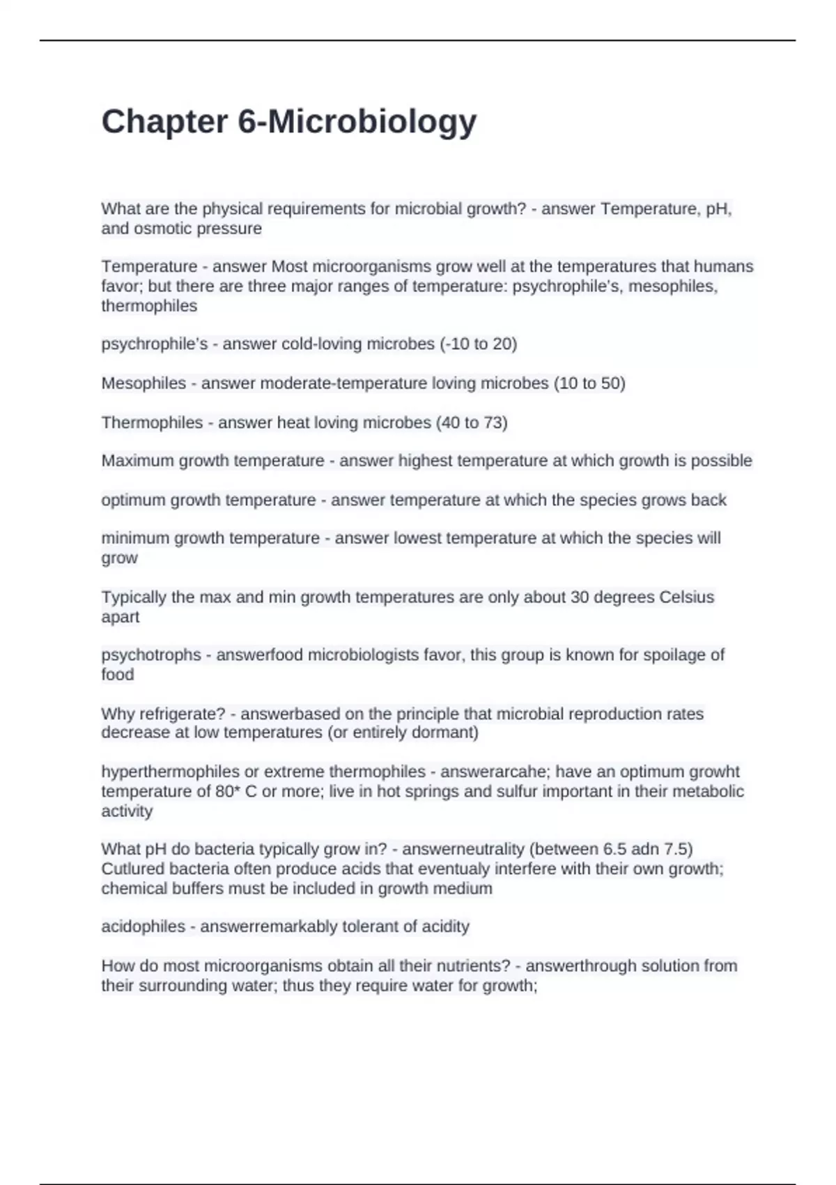 Chapter 6-Microbiology Questions and Answers 100% Accurate ...