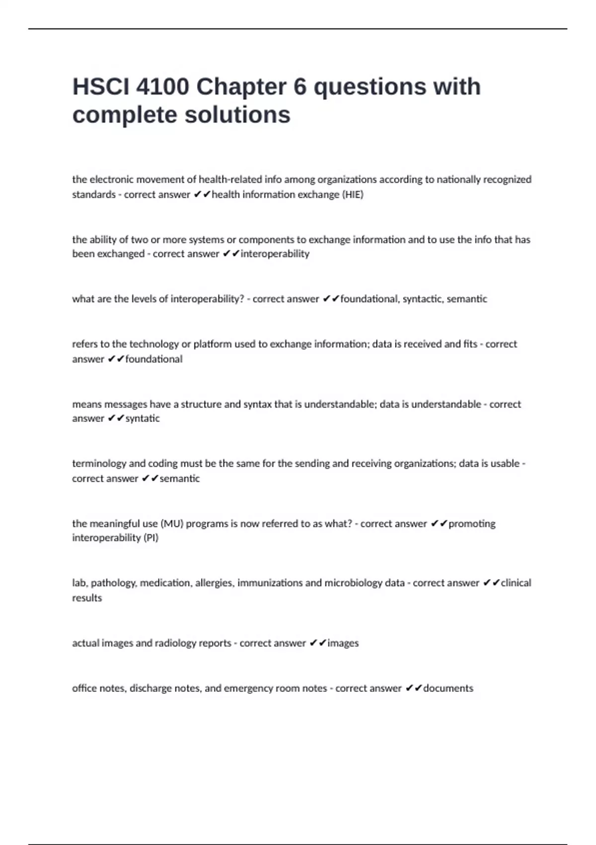 HSCI 4100 Chapter 6 questions with complete solutions - HSCI 4100 ...