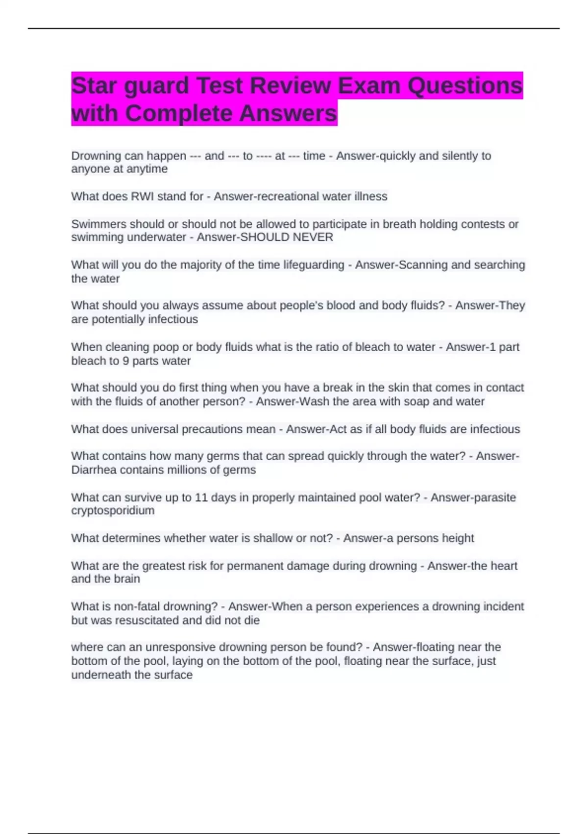 Star guard Test Review Exam Questions with Complete Answers - STARGUARD ...