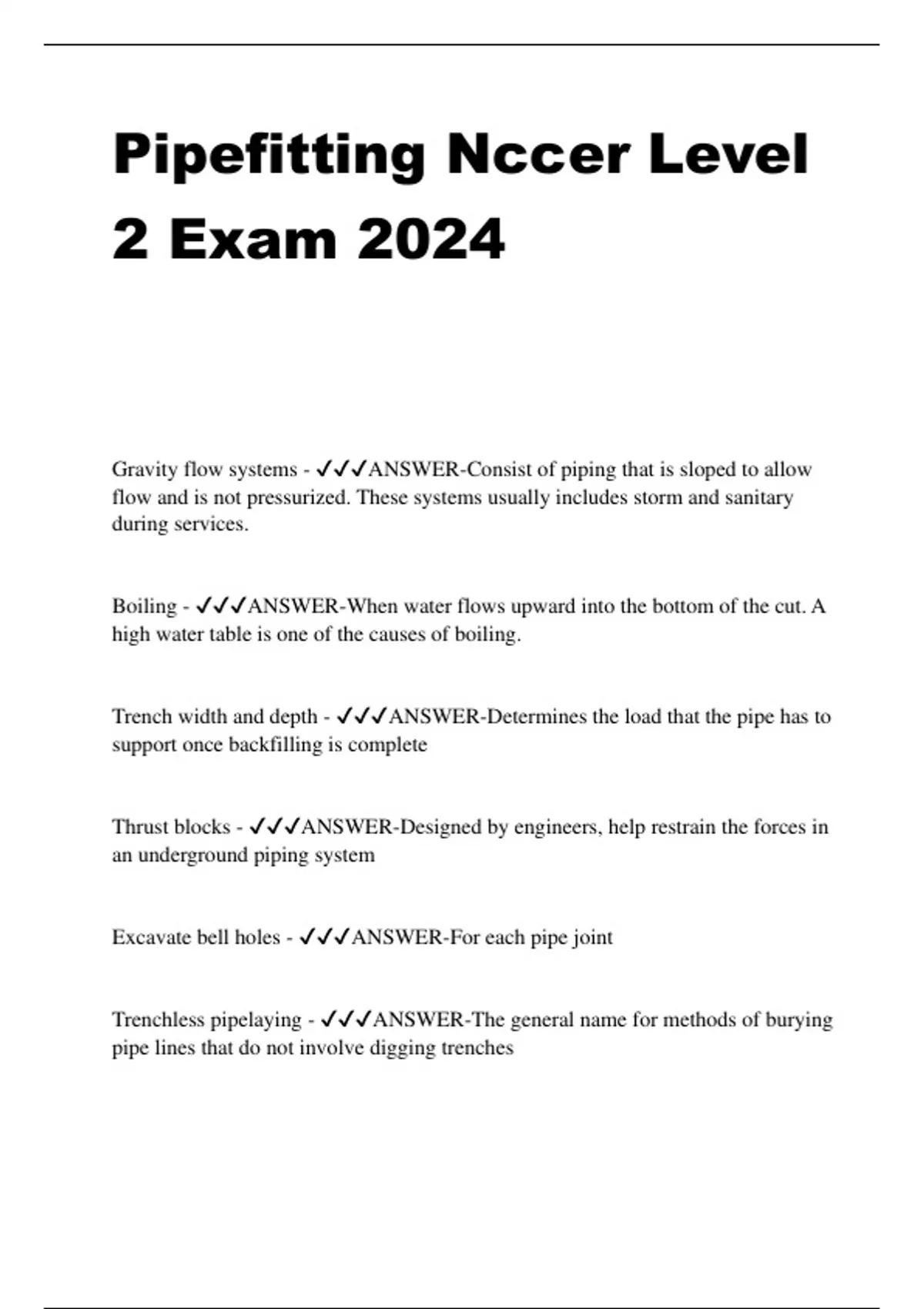 Pipefitting Nccer Level 2 Exam 2024 - Pipefitting Nccer Level 2 - Stuvia US