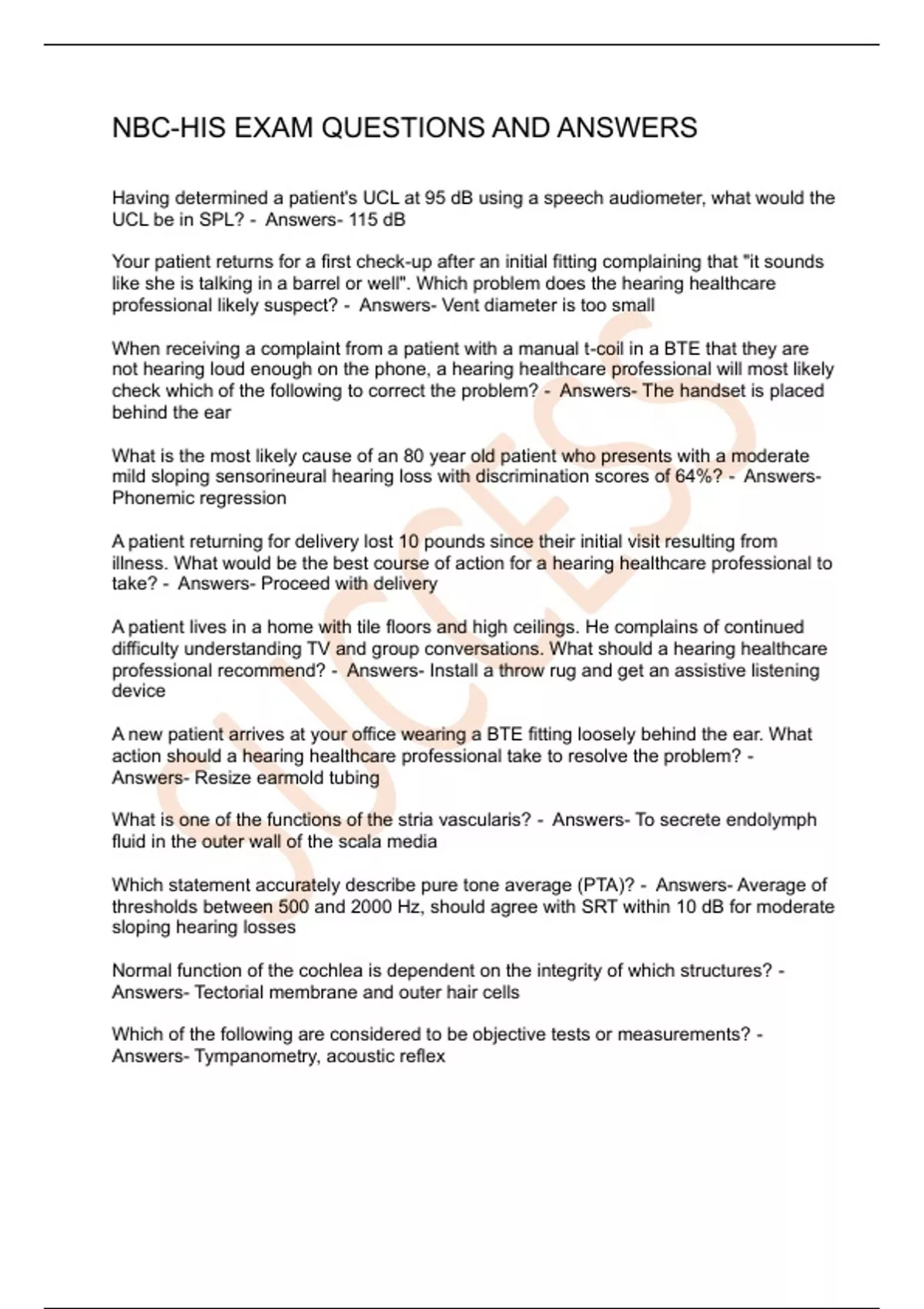 NBC-HIS EXAM QUESTIONS AND ANSWERS - NBC-HIS - Stuvia US