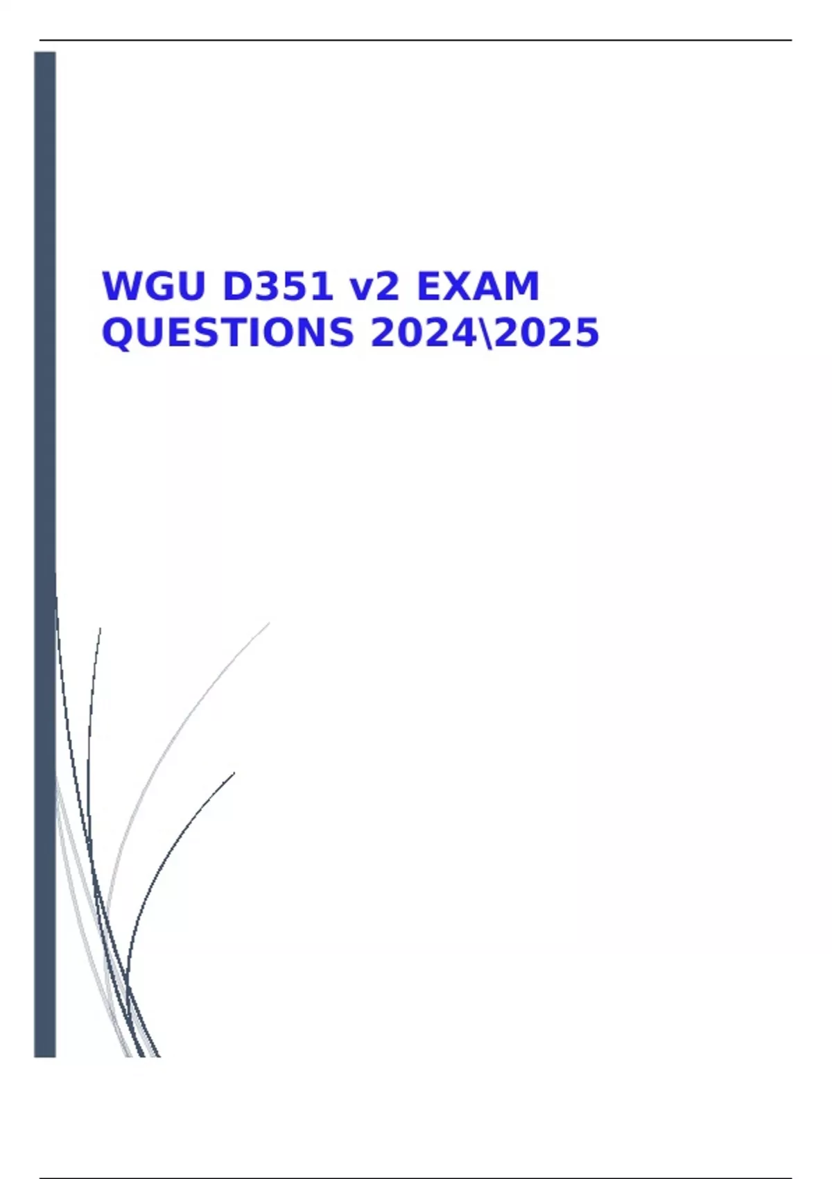 WGU D351 v2 EXAM QUESTIONS |GUARANTEED PASS |VERIFIED - WGU D351 v2 ...