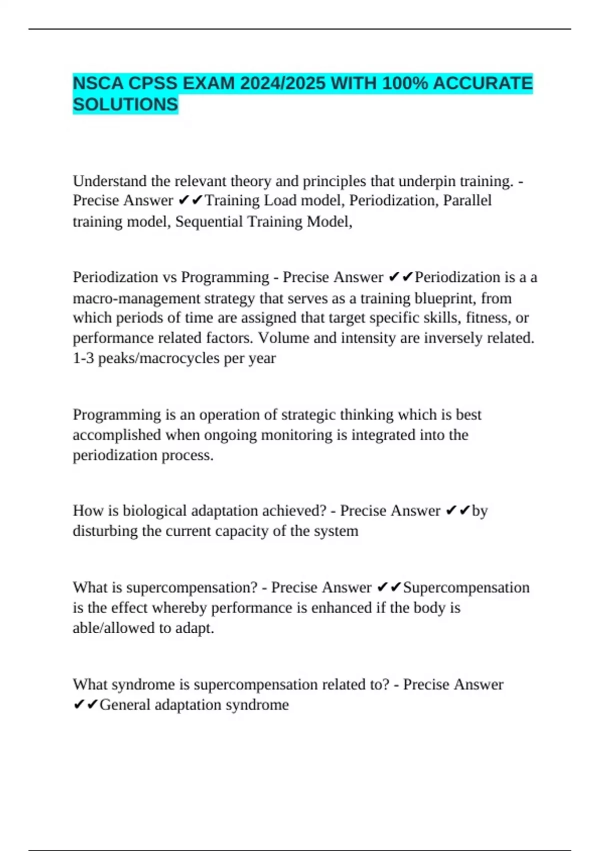 NSCA CPSS EXAM 2024/2025 WITH 100% ACCURATE SOLUTIONS - NSCA CPSS ...