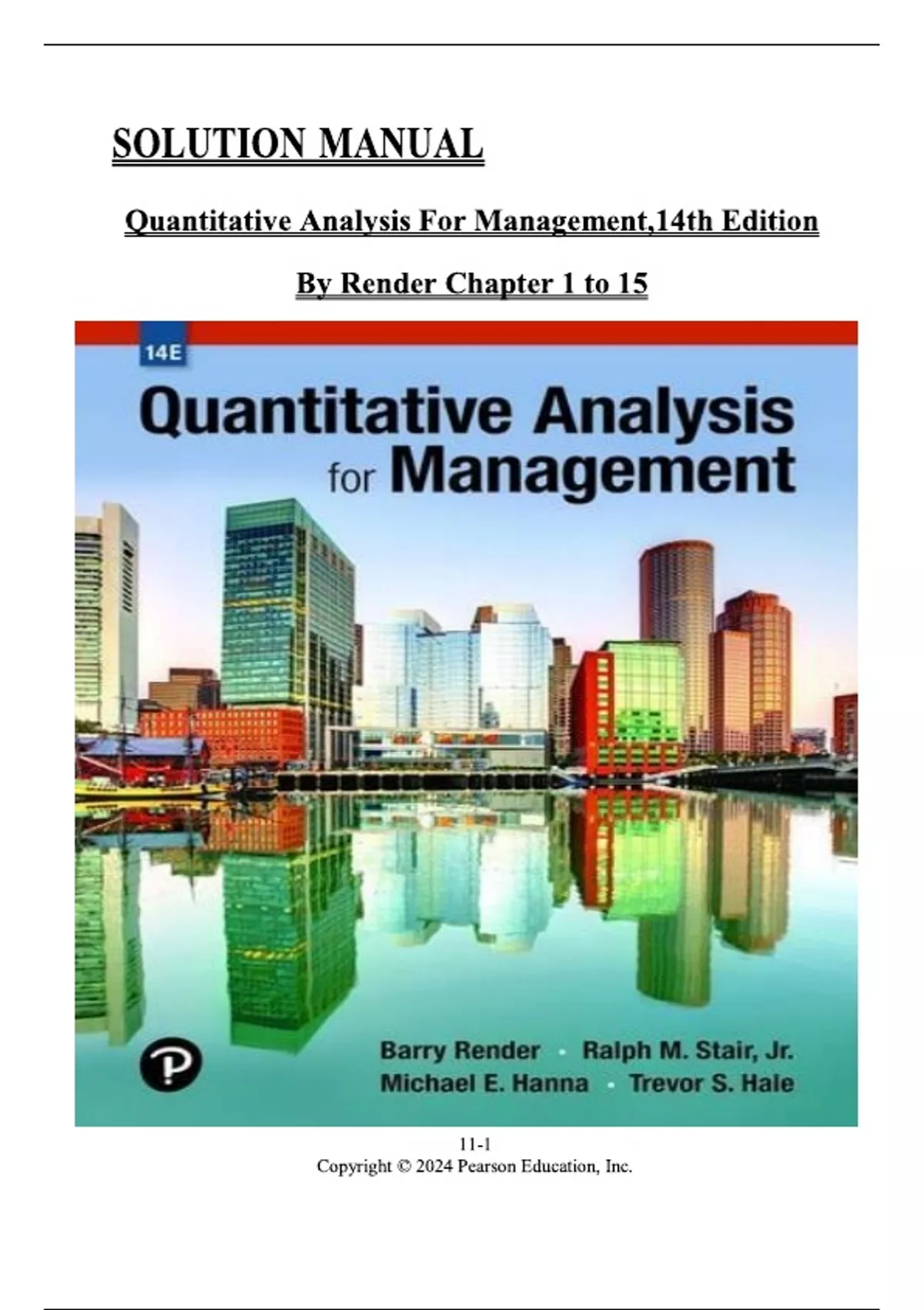 Complete Solution Manual For Quantitative Analysis for Management, 14th ...