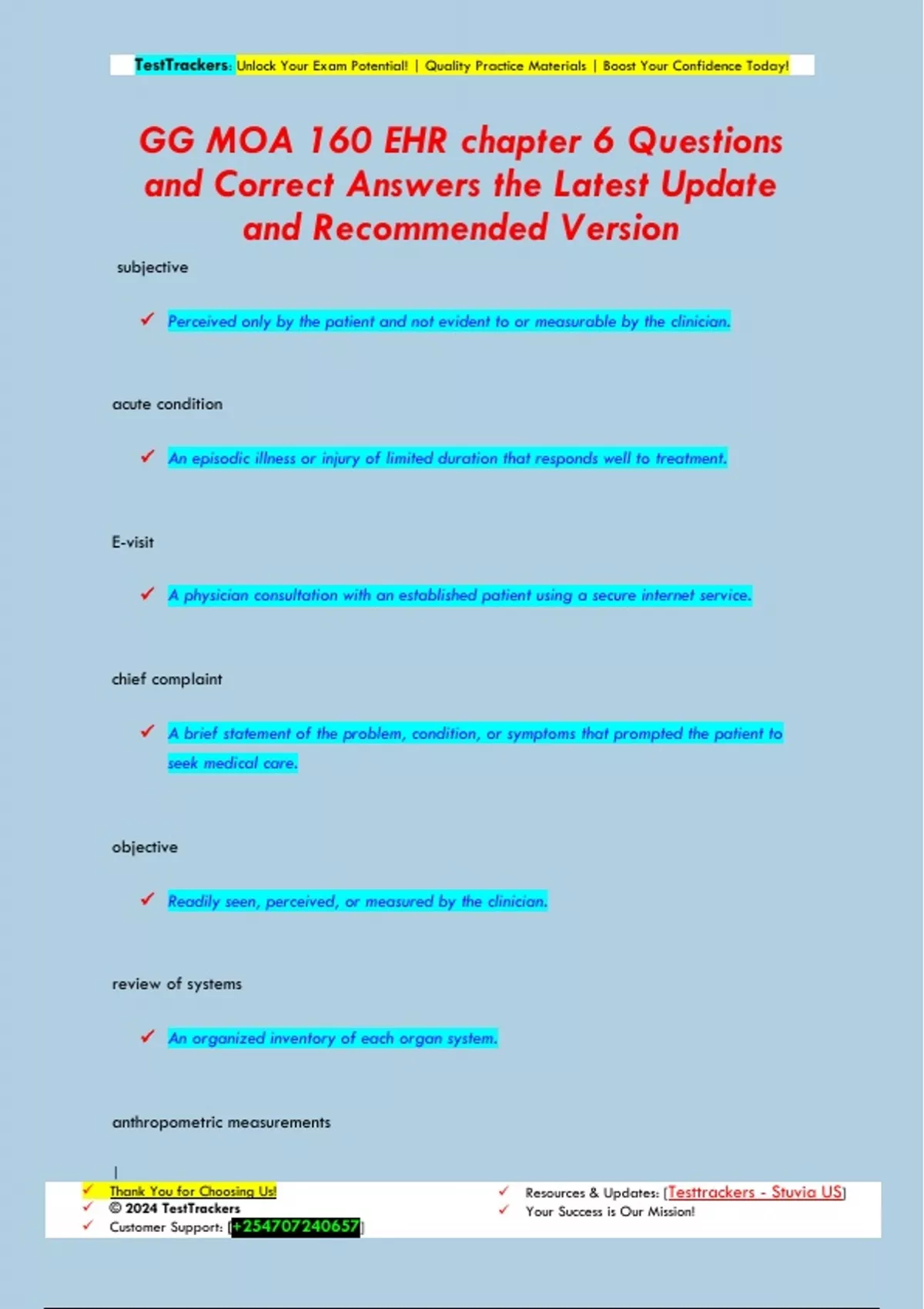 GG MOA 160 EHR chapter 6 Questions and Correct Answers the Latest ...