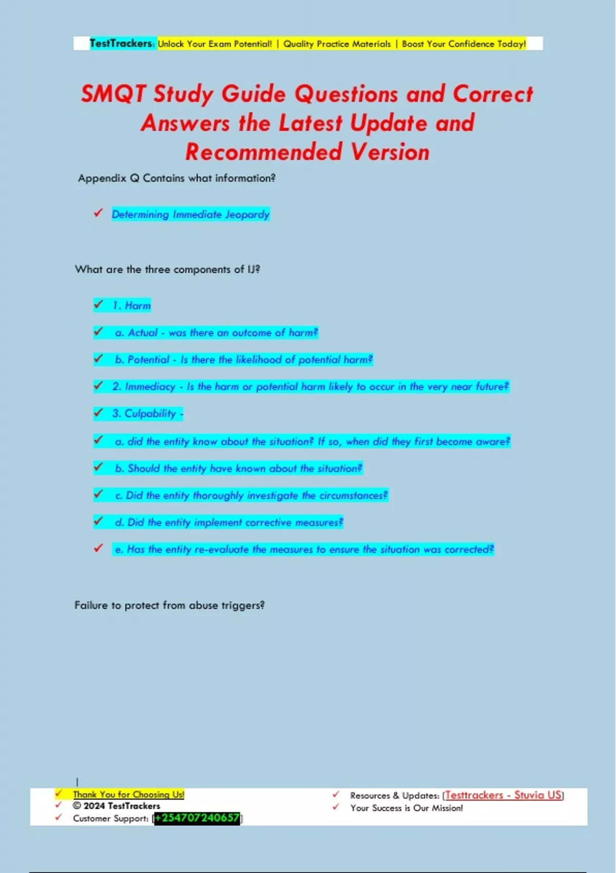 SMQT Study Guide Questions and Correct Answers the Latest Update and ...