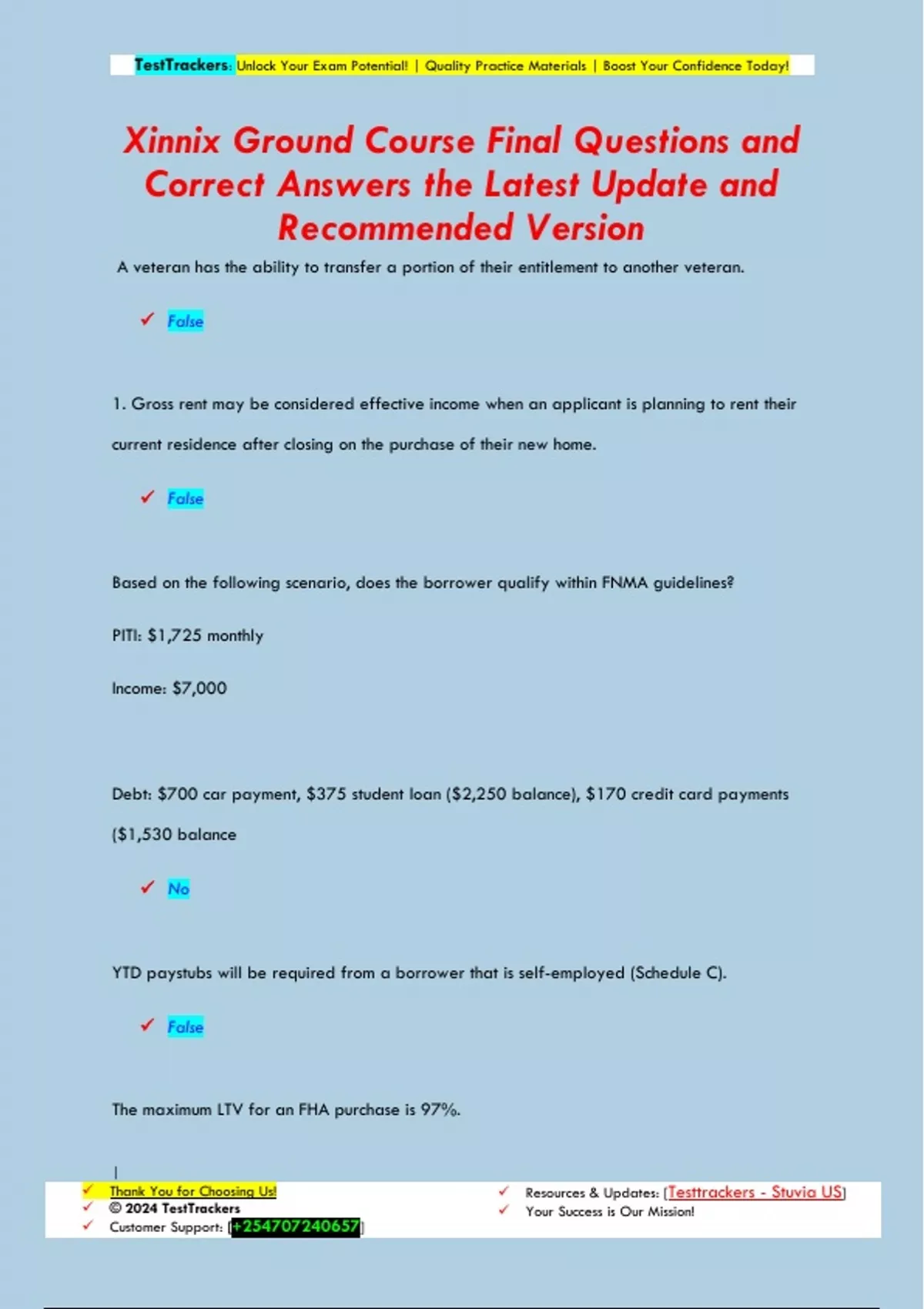 Xinnix Ground Course Final Questions and Correct Answers the Latest ...