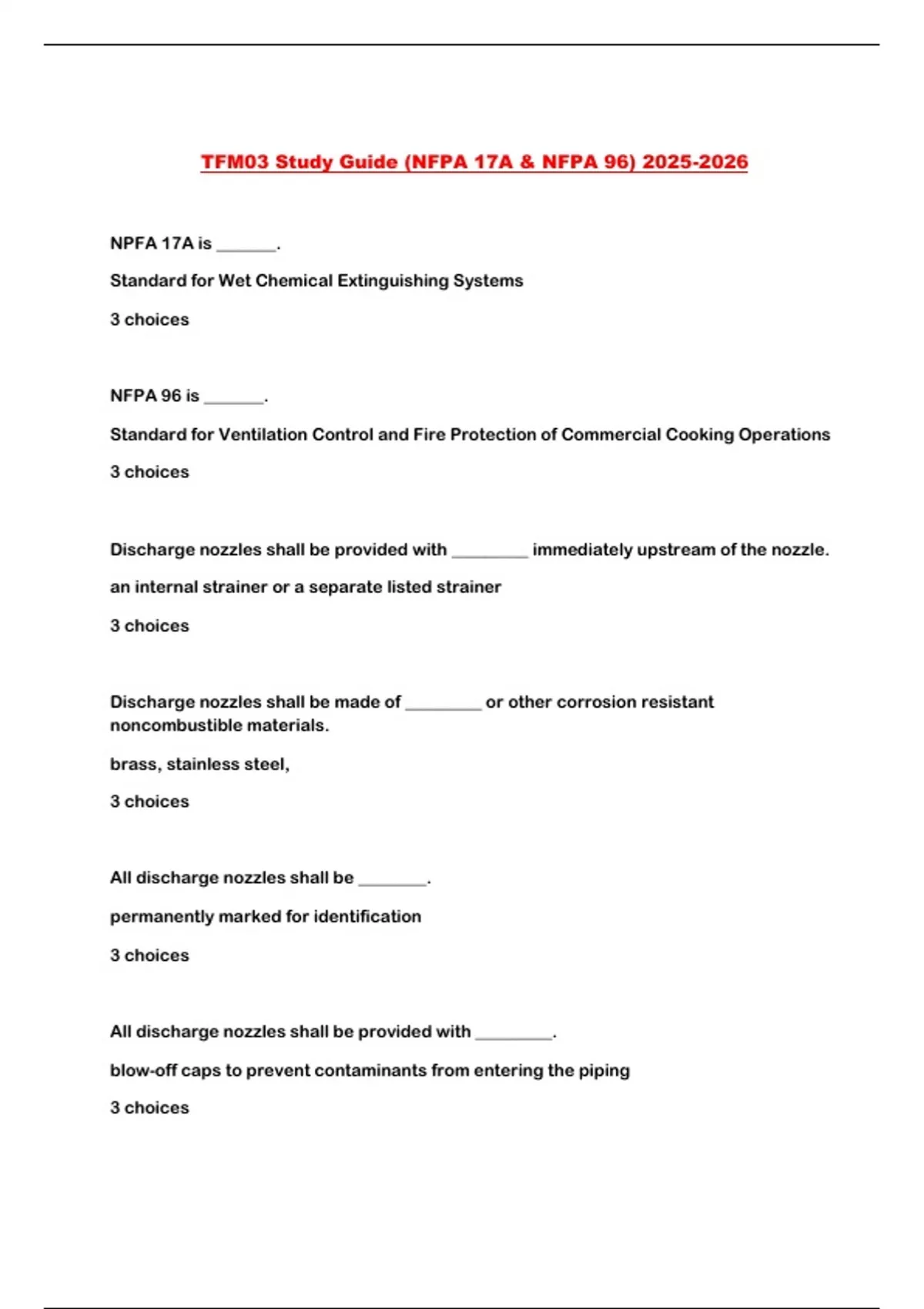 TFM03 Study Guide (NFPA 17A & NFPA 96) - TFM03 - Stuvia US