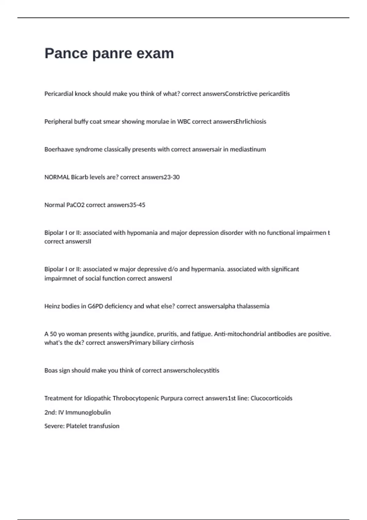 Pance panre exam 2024/2025 with correct answers - Pance panre - Stuvia US