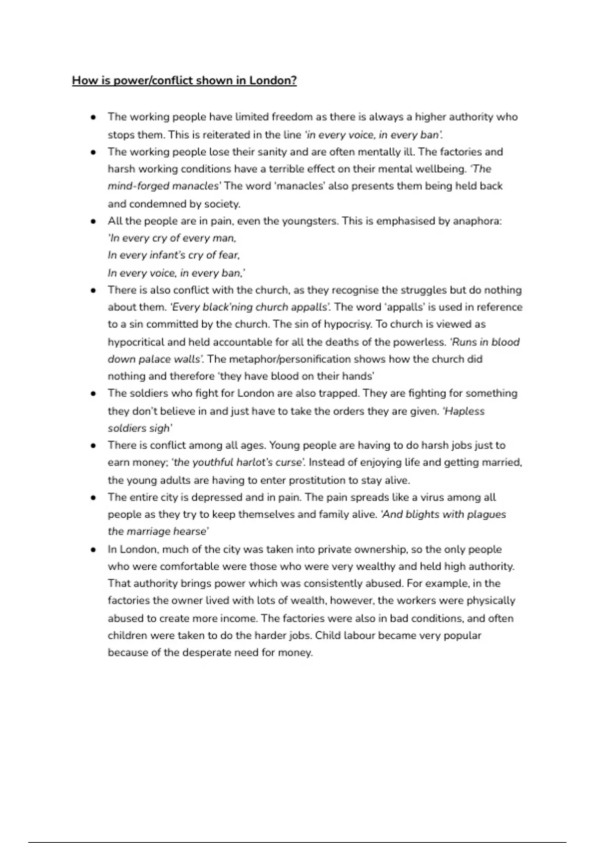 Summary English GCSE Poetry Notes - How is power and conflict portrayed ...