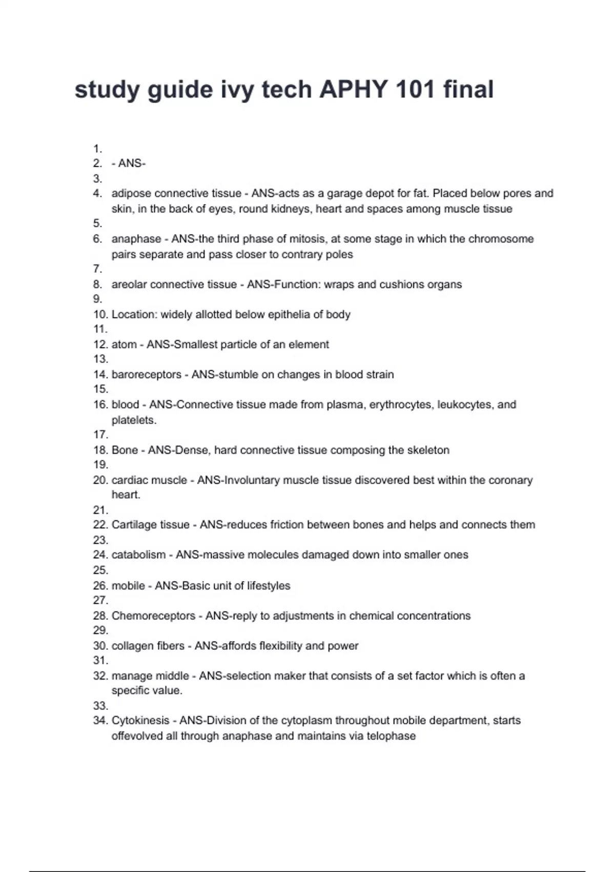 Ivy Tech APHY 101 Final Exam Questions and Answers 2025 / 2026| 100% ...