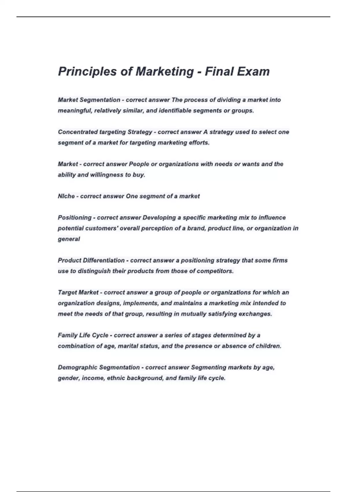 Principles of Marketing - Final Exam.pdf - Mkt 300 - Stuvia US