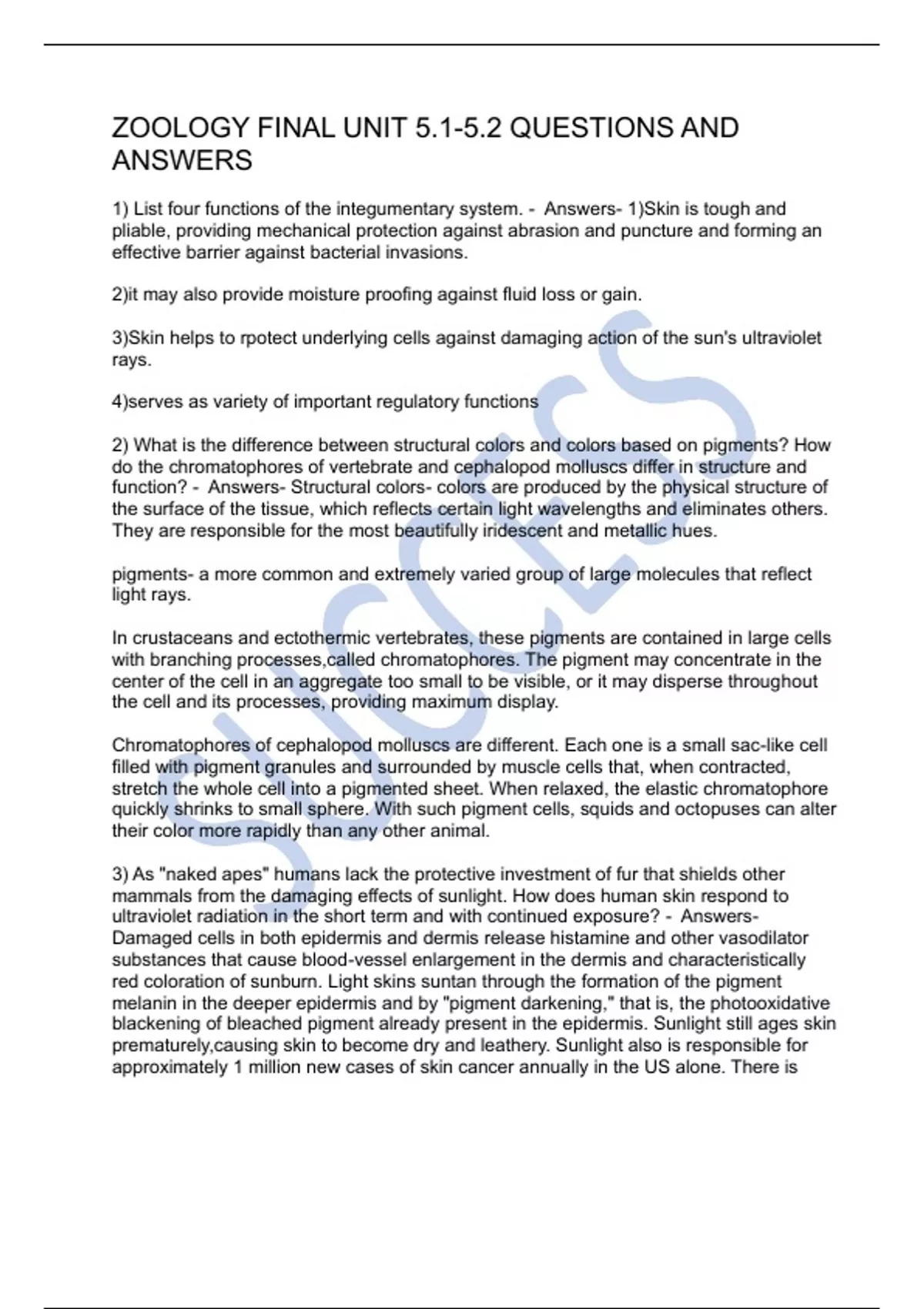 ZOOLOGY FINAL UNIT 5.1-5.2 QUESTIONS AND ANSWERS - Zoology - Stuvia US