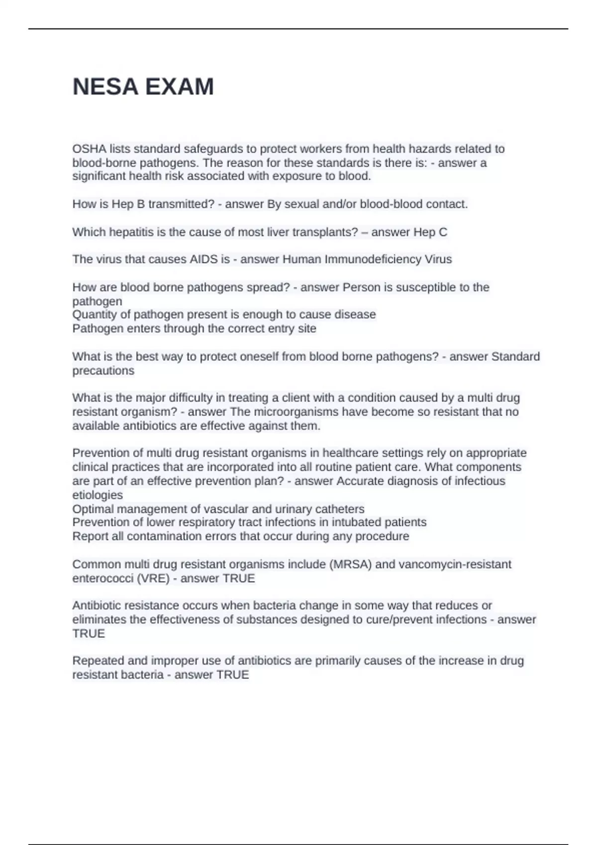 NESA EXAM QUESTIONS AND ANSWERS 2024 - NESA - Stuvia US