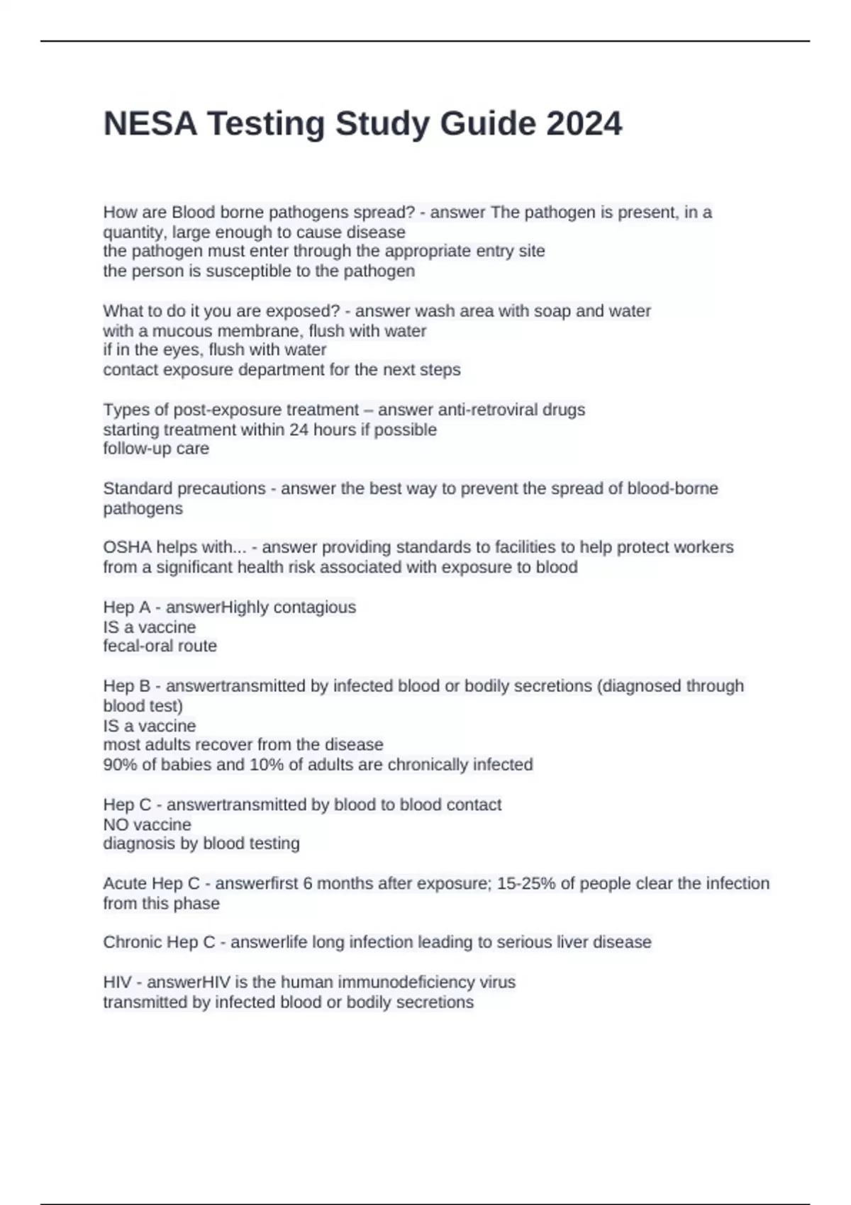 NESA Testing Study Guide 2024 Questions with Solutions - NESA - Stuvia US