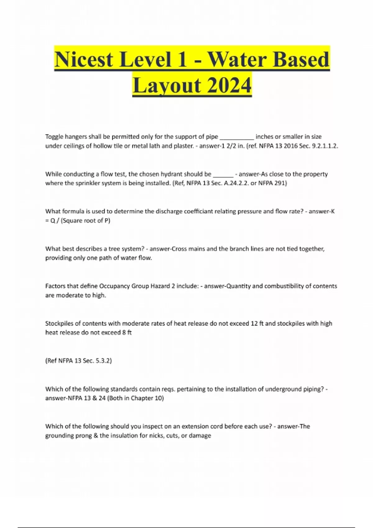 Nicest Level 1 - Water Based Layout 2024 - Nicet - Stuvia US