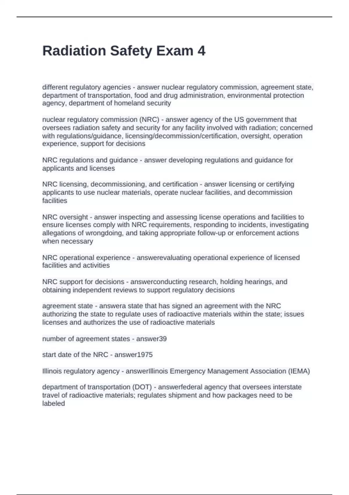 Radiation Safety Exam 4 Questions with Solutions - Radiation safety ...