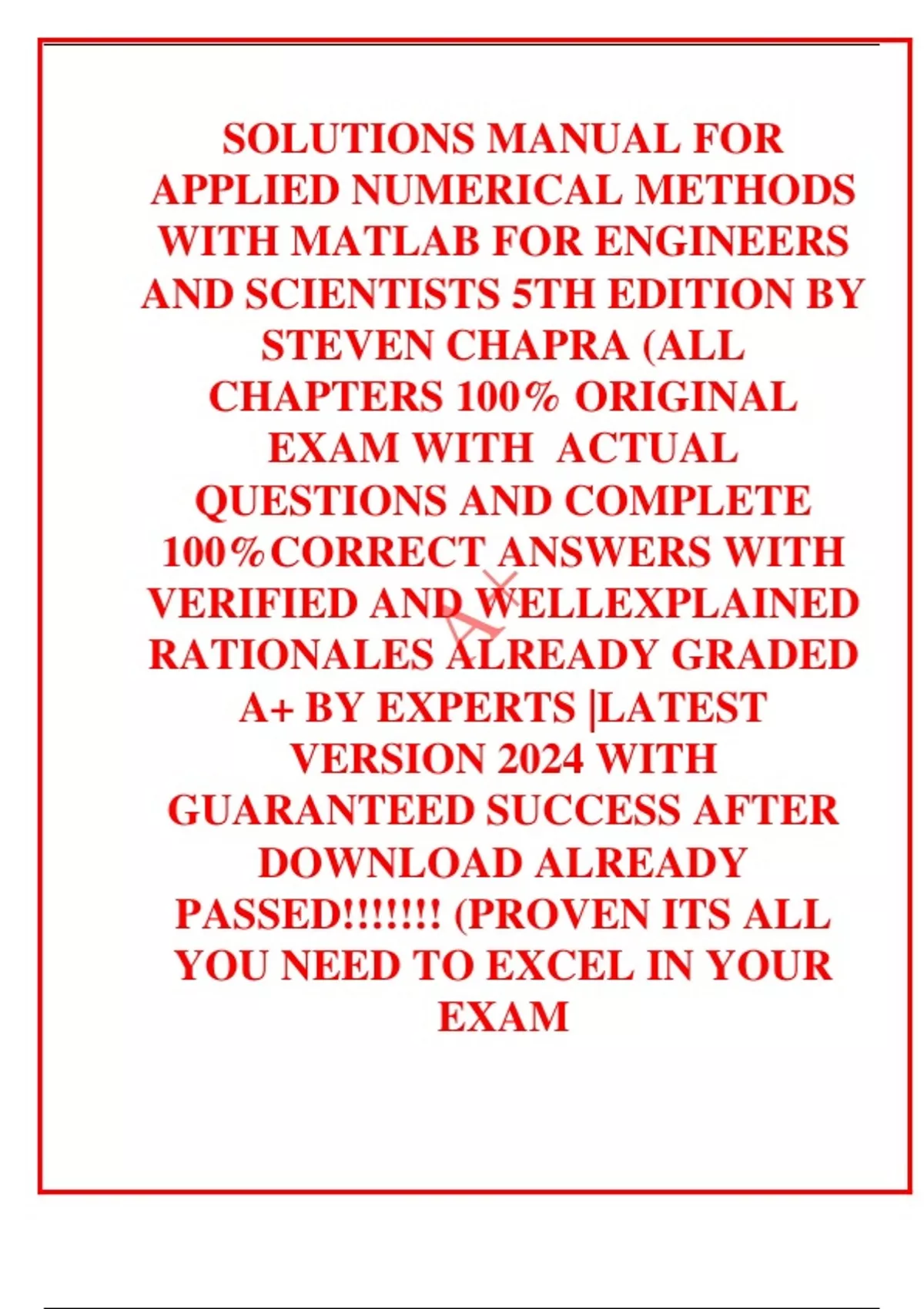 SOLUTIONS MANUAL FOR APPLIED NUMERICAL METHODS WITH MATLAB FOR ...