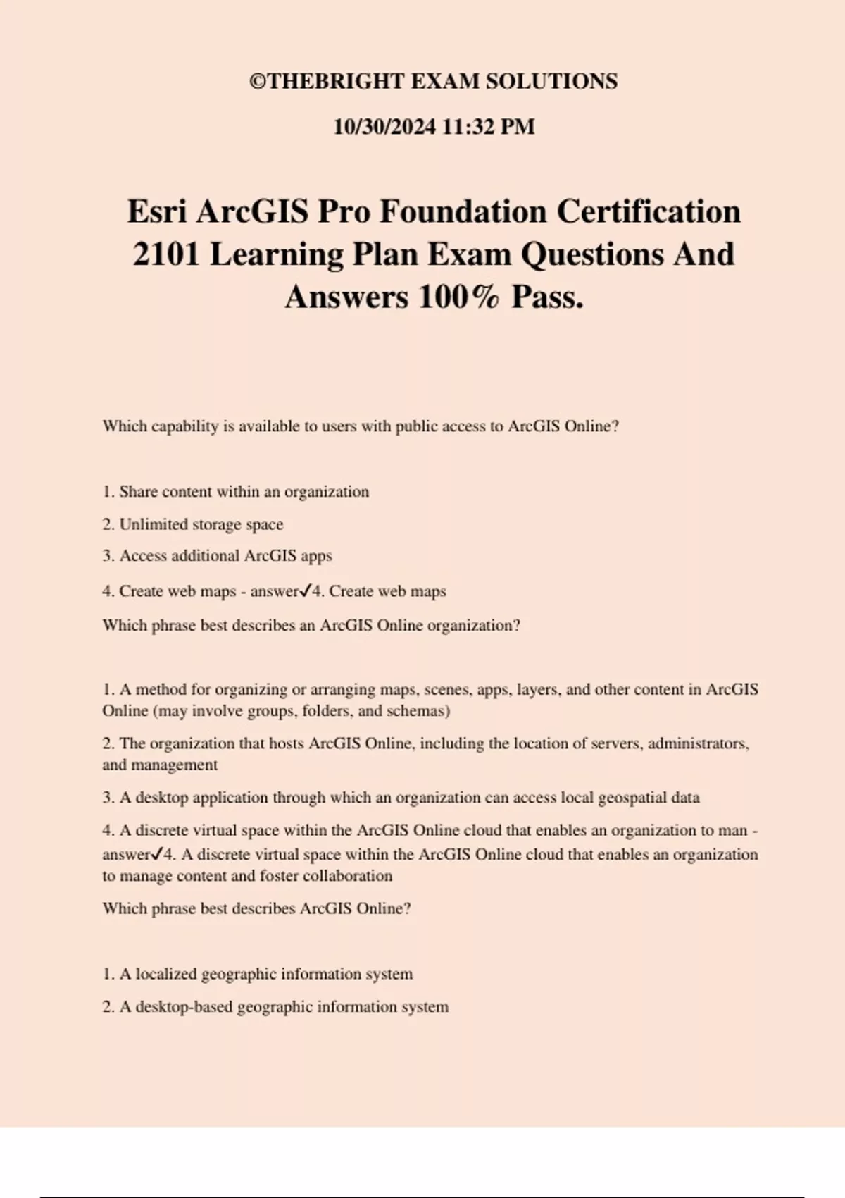 Esri ArcGIS Pro Foundation Certification 2101 Learning Plan Exam ...