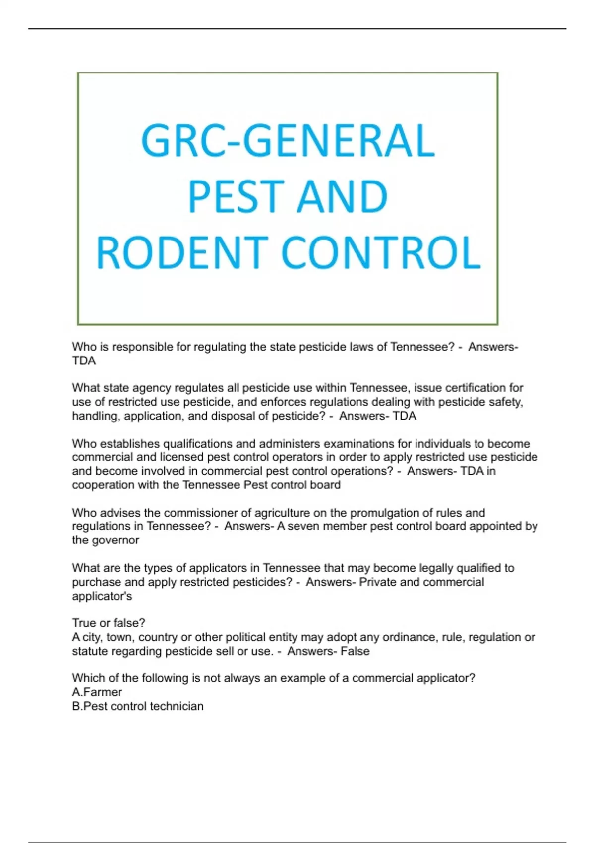GRC-GENERAL PEST AND RODENT CONTROL - GRC-GENERAL PEST AND RODENT ...
