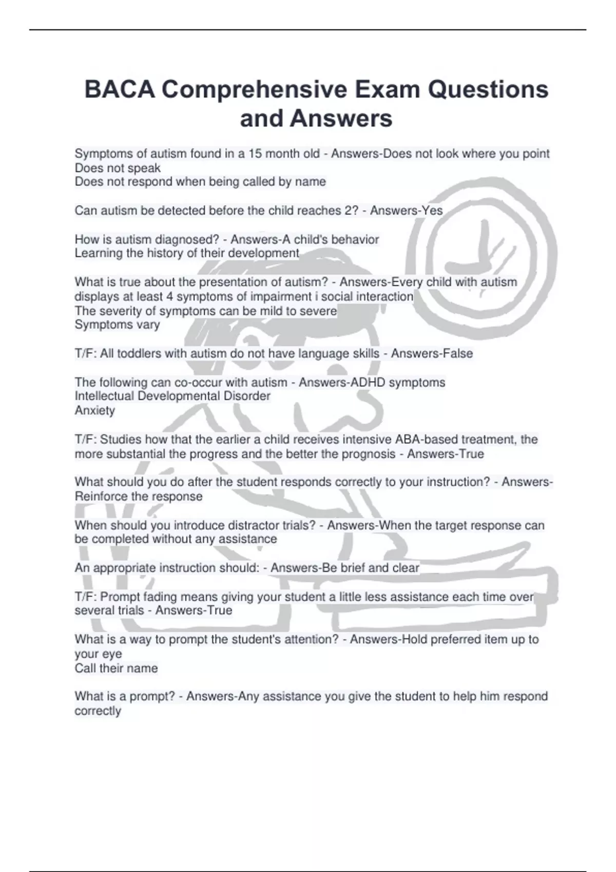 BACA Comprehensive Exam Questions and Answers - BACA Comprehensive ...